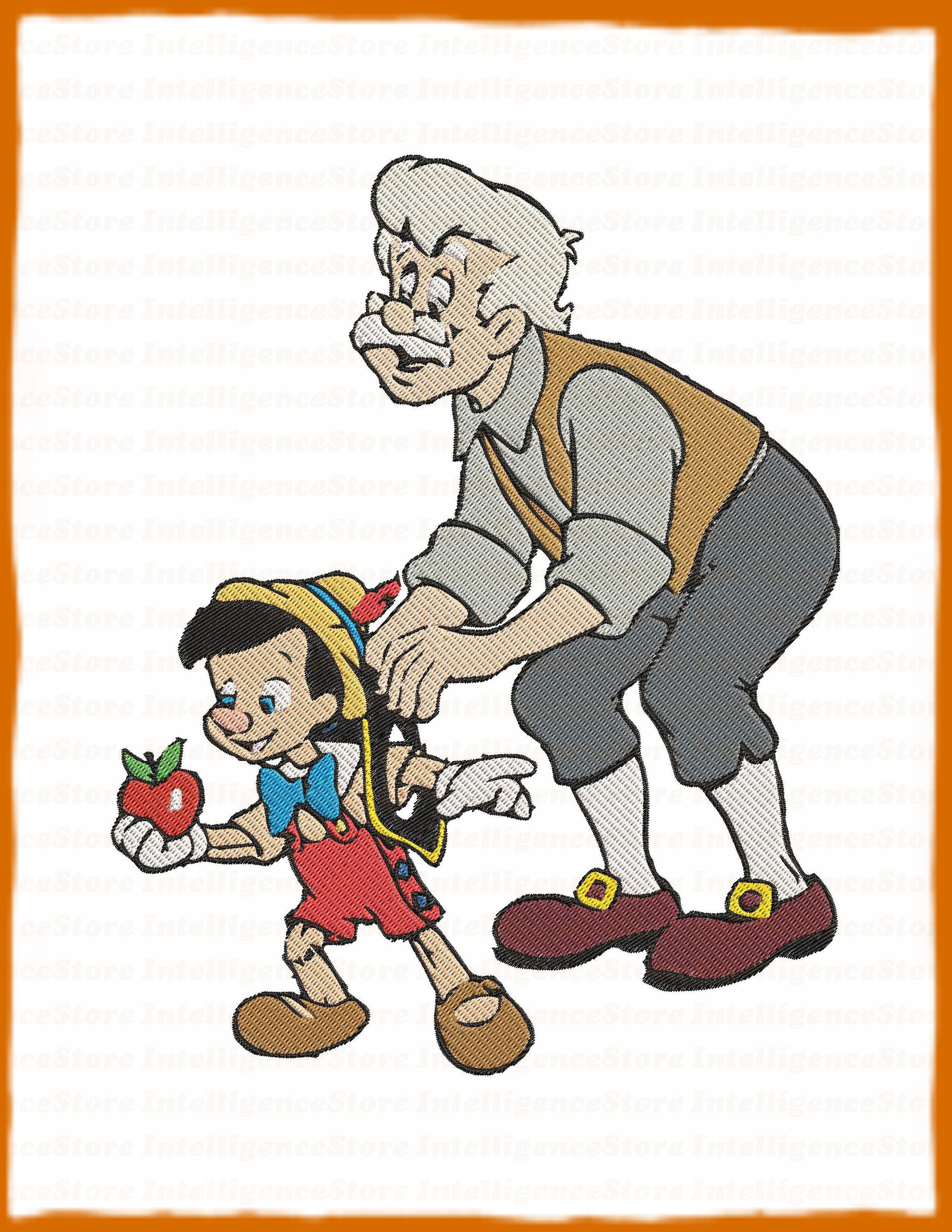 Embroidery Geppetto With Pinocchio And Friends Filled Embroidery Design ...