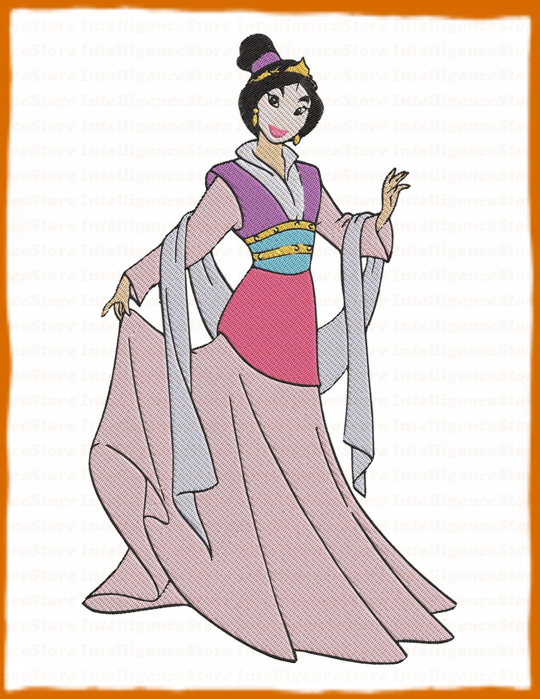 Fa Mulan Filled Embroidery Design 2 - Instant Download - Etsy