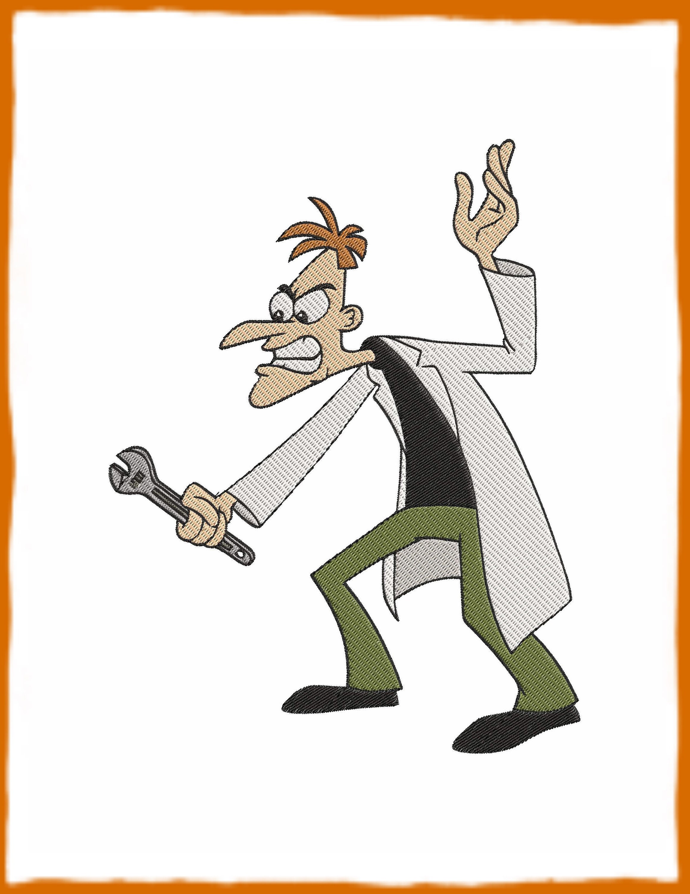 Heinz Doofenshmirtz Phineas and Ferb Fill Embroidery Design 2 Instant ...