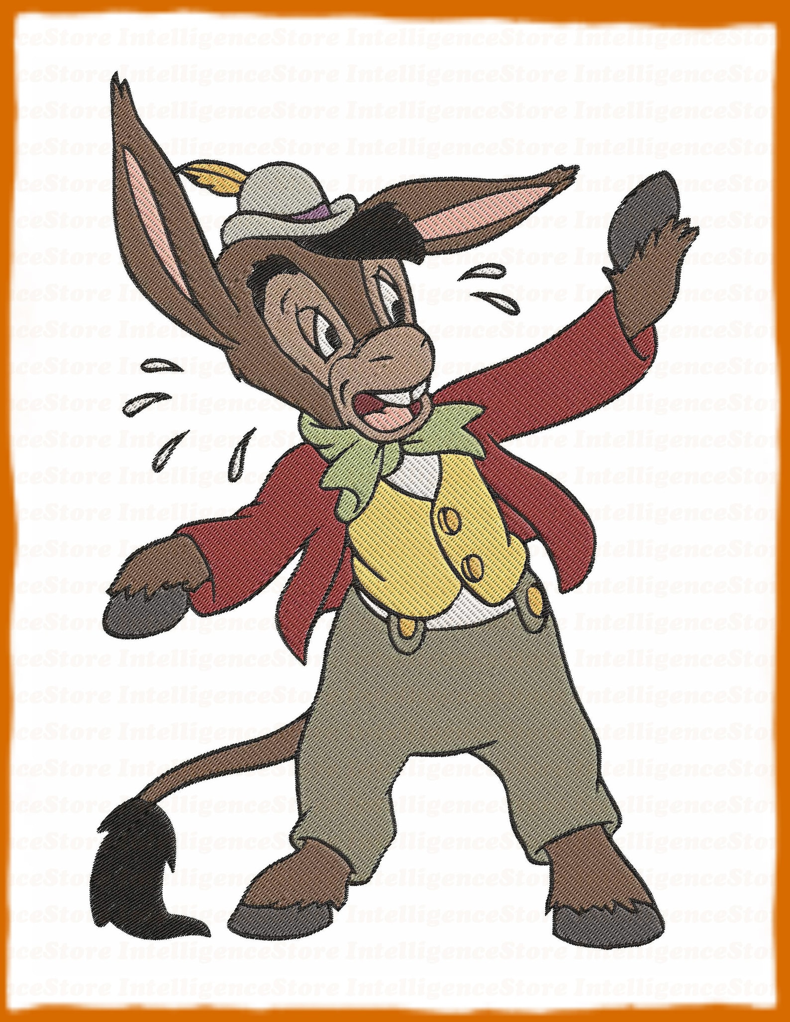 Donkey Lampwick Pinocchio Filled Embroidery Design Instant Download - Etsy