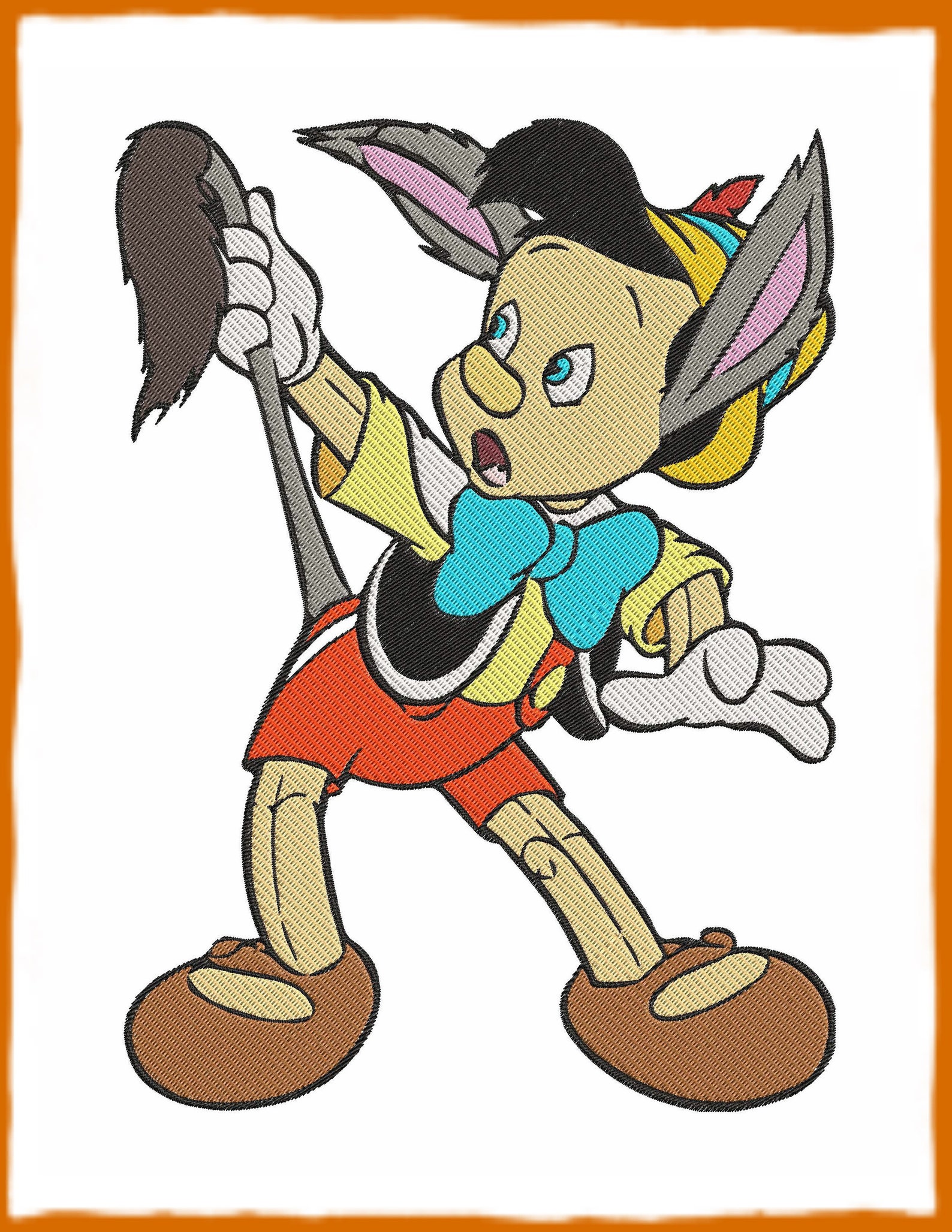 Donkey Pinocchio Filled Embroidery Design 1 Instant Download - Etsy