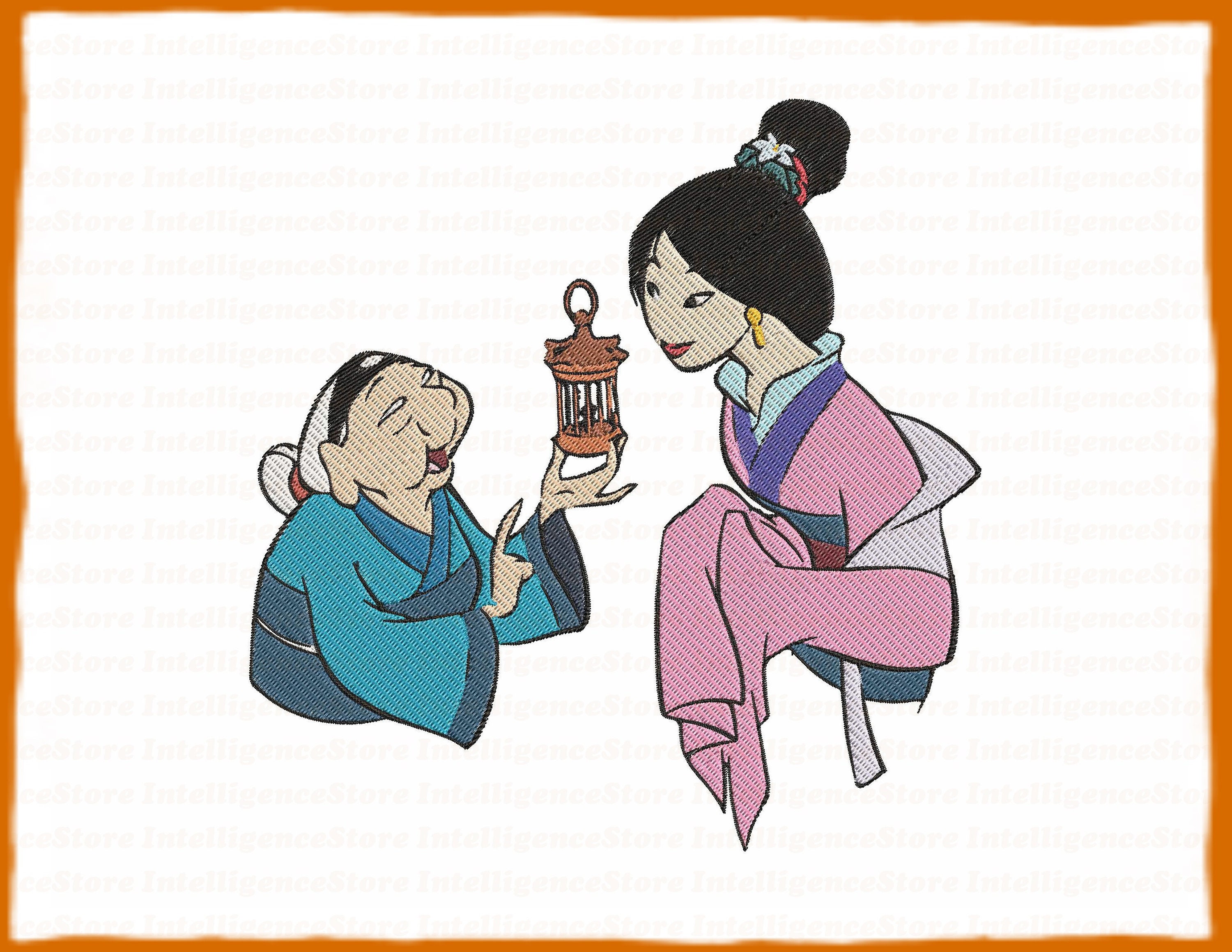 Fa Mulan With Grandmother Fa Filled Embroidery Design 3 - Etsy