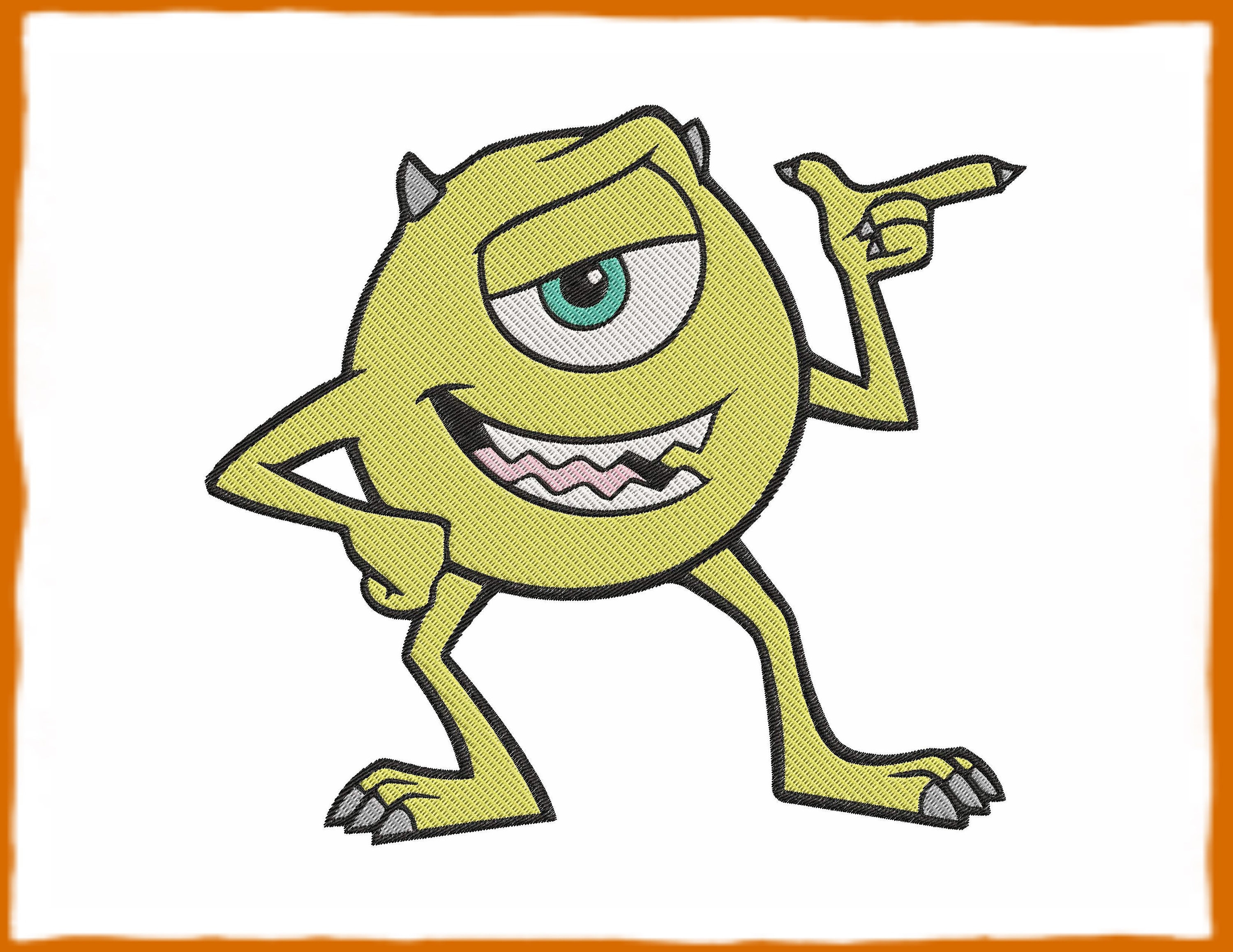 Mike Wazowski Monsters Inc Filled Embroidery Design 8 - Etsy