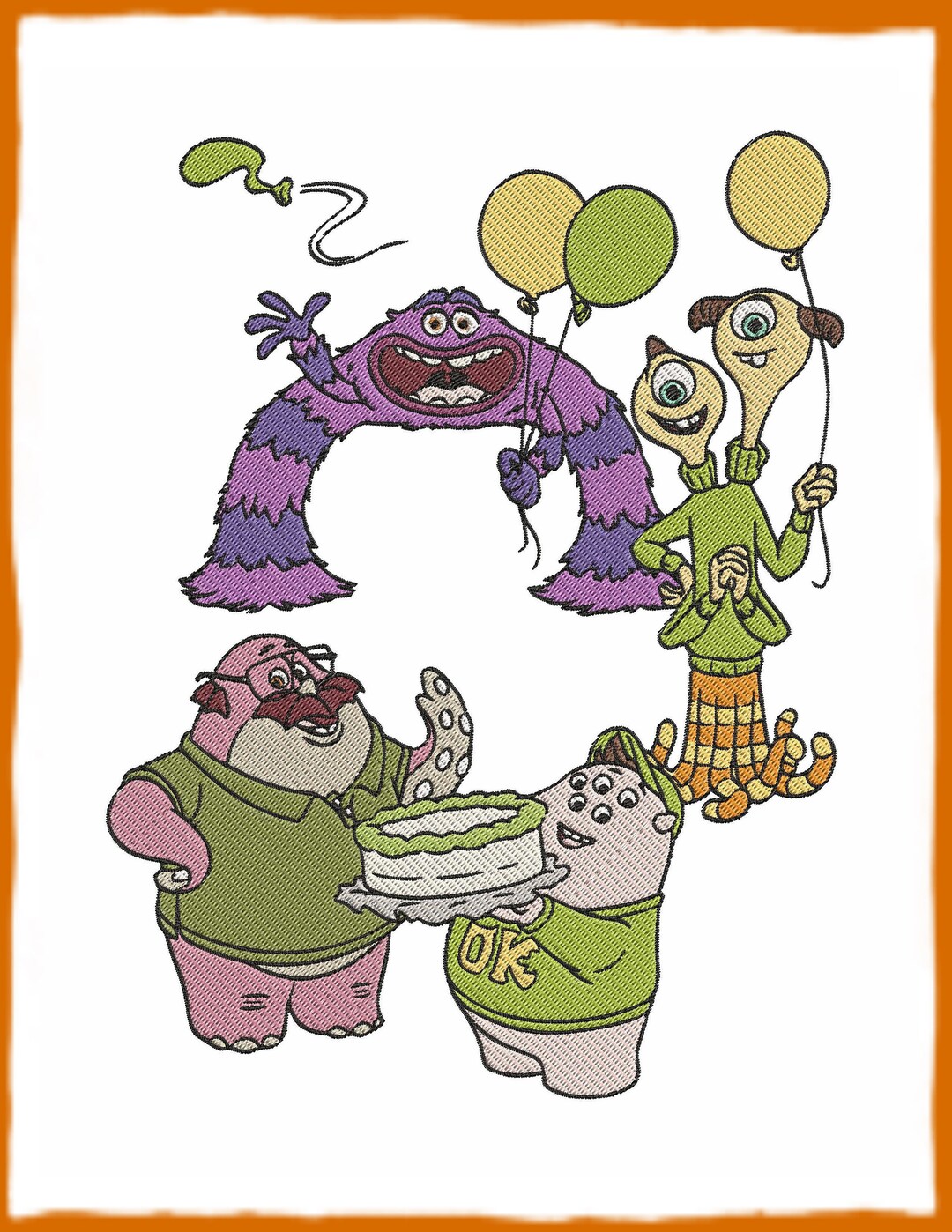 Monsters Inc Filled Embroidery Design 2 - Instant Download - Etsy