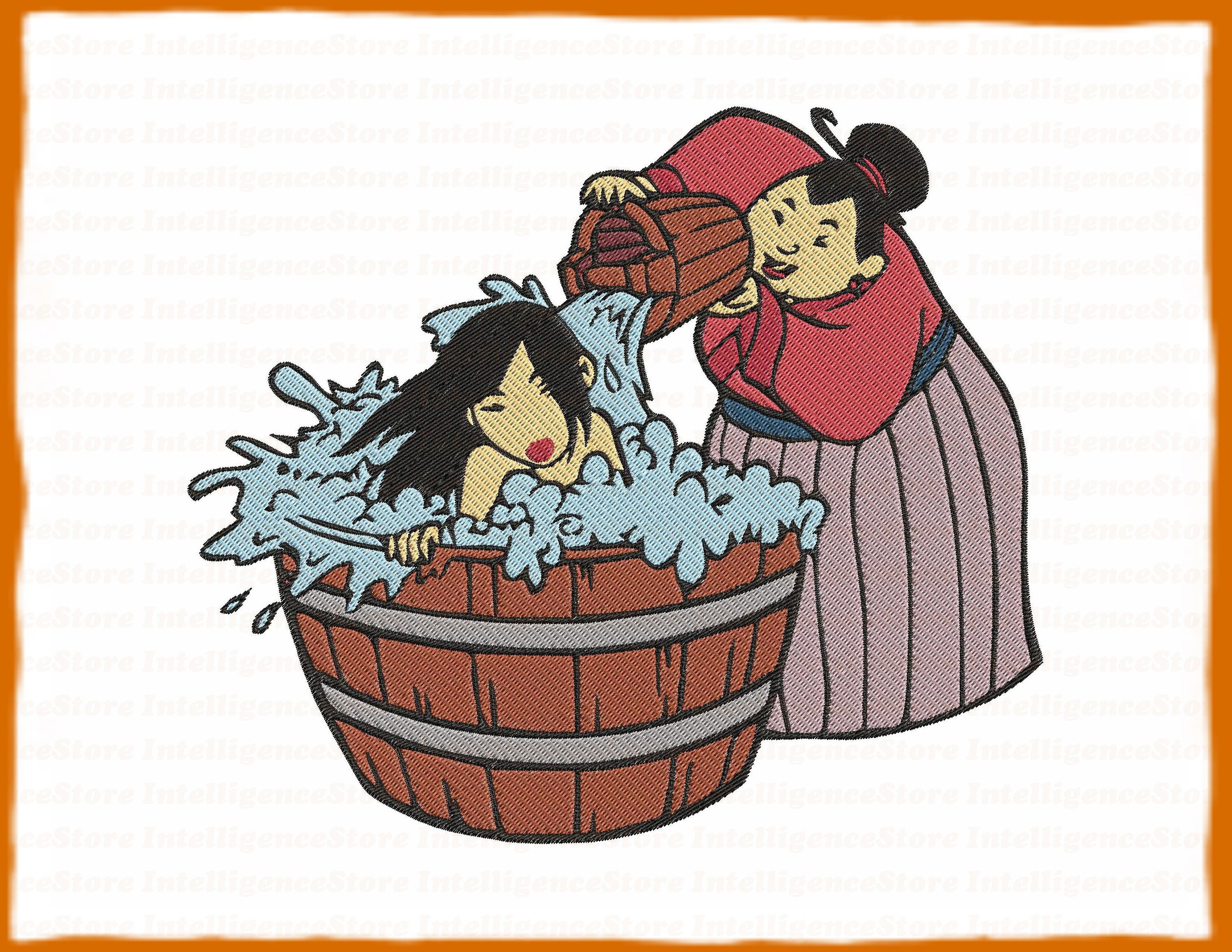 Bath Time Fa Mulan Filled Embroidery Design Instant Download - Etsy