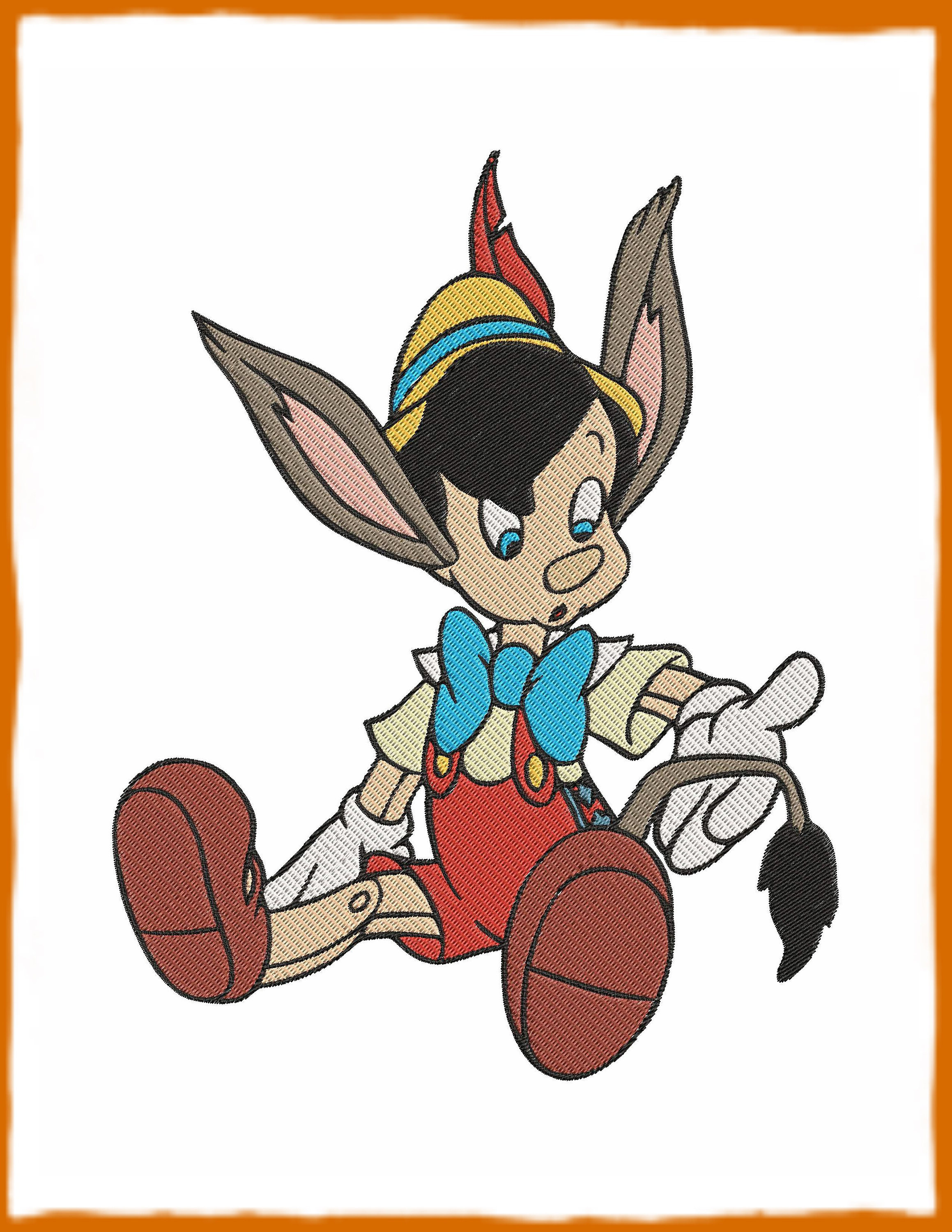 Donkey Pinocchio Filled Embroidery Design 2 Instant Download - Etsy