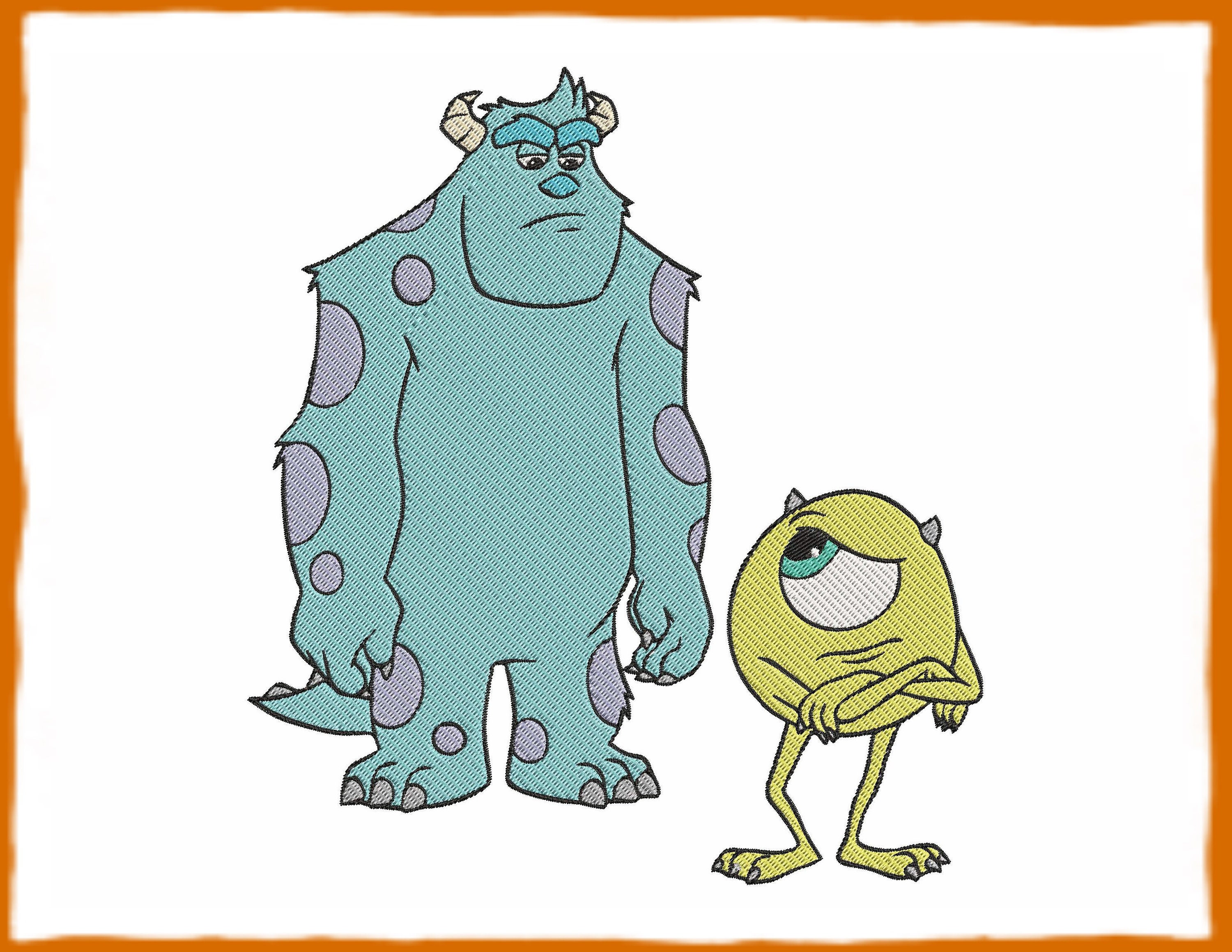 Mike Wazowski With James P Sullivan Monsters Inc Filled Embroidery ...