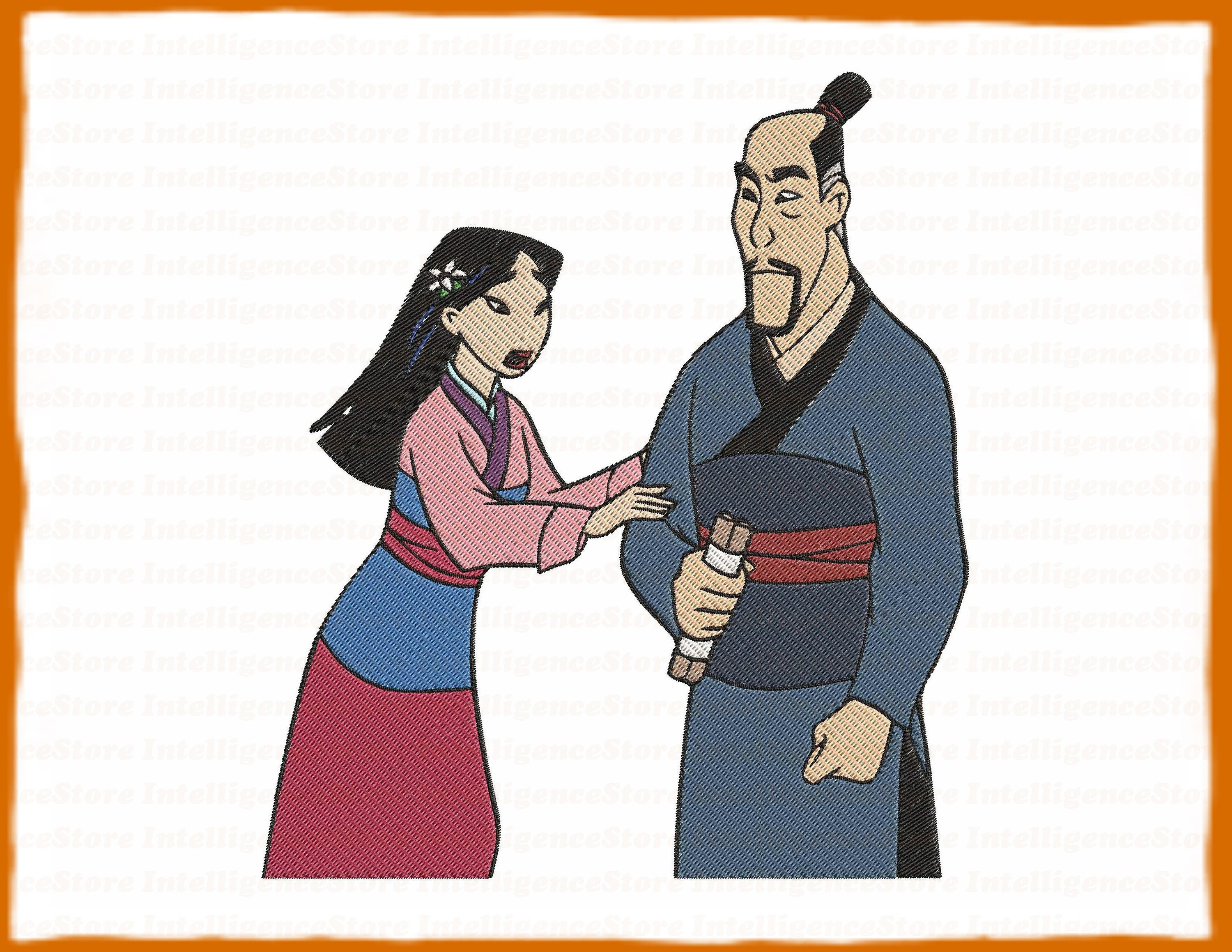 Fa Mulan With Fa Zhou Filled Embroidery Design 6 Instant Download - Etsy