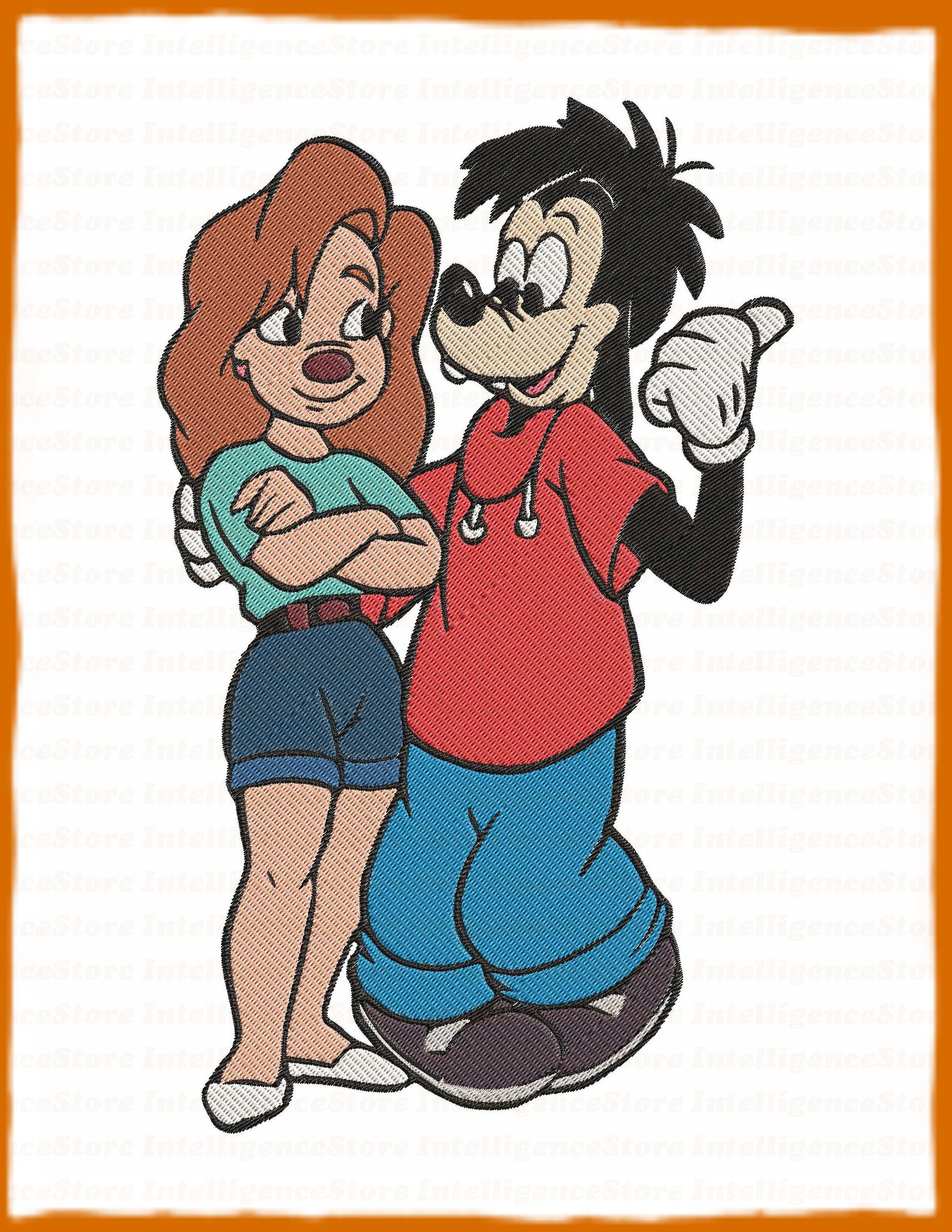 Max Goof With Roxanne Goof Troop Fill Embroidery Design 1 - Etsy