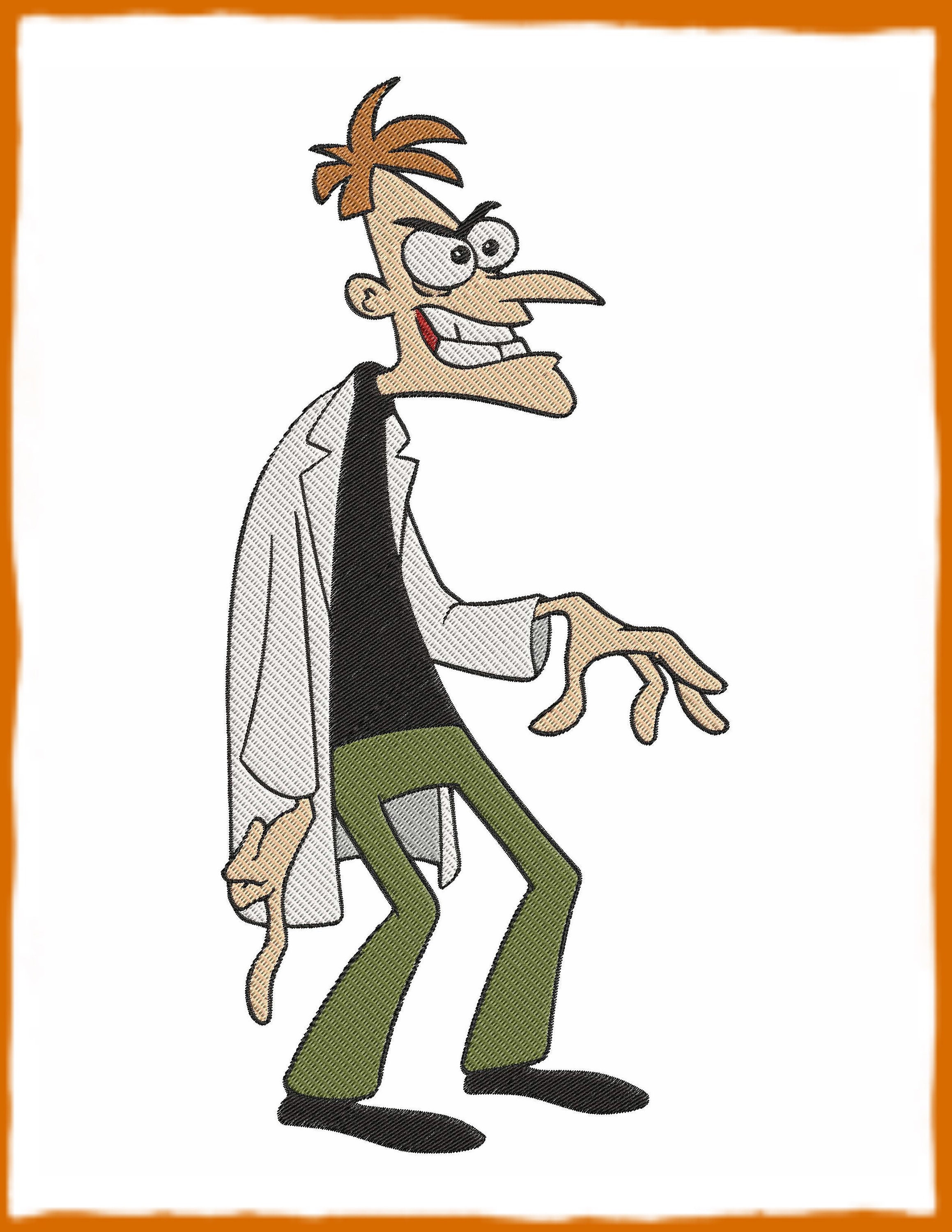 Fiber Arts Instant Download Heinz Doofenshmirtz Phineas And Ferb Fill Embroidery Design 1