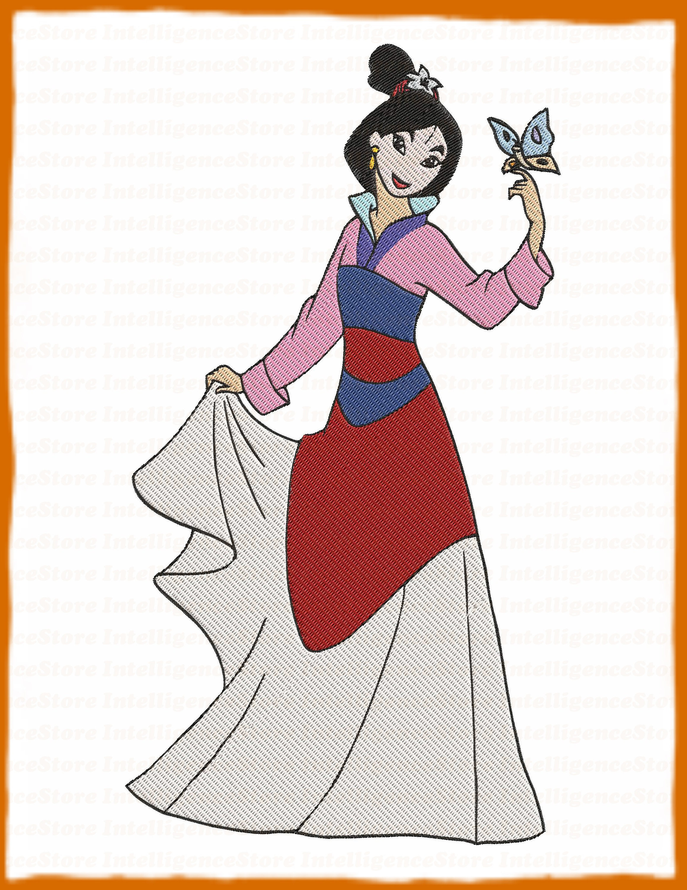 Fa Mulan Filled Embroidery Design 3 Instant Download - Etsy