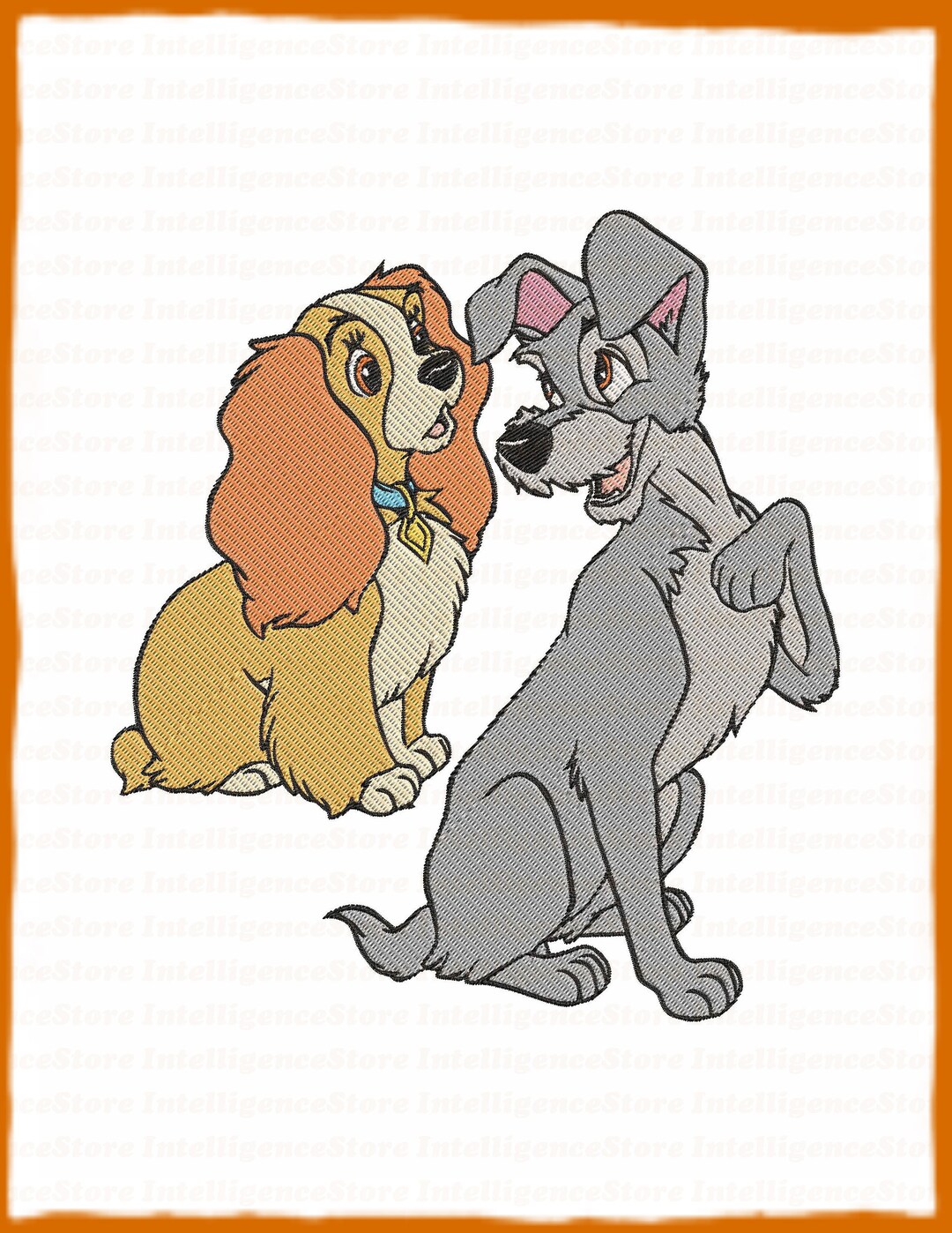Lady and the Tramp Filled Embroidery Design 36 - Instant Download - Etsy