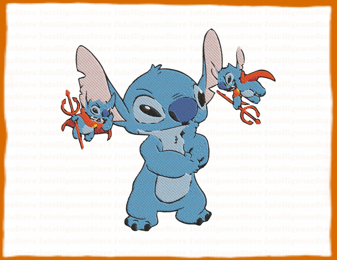 Devils Lilo and Stitch Filled Embroidery Design - Instant Download - Etsy