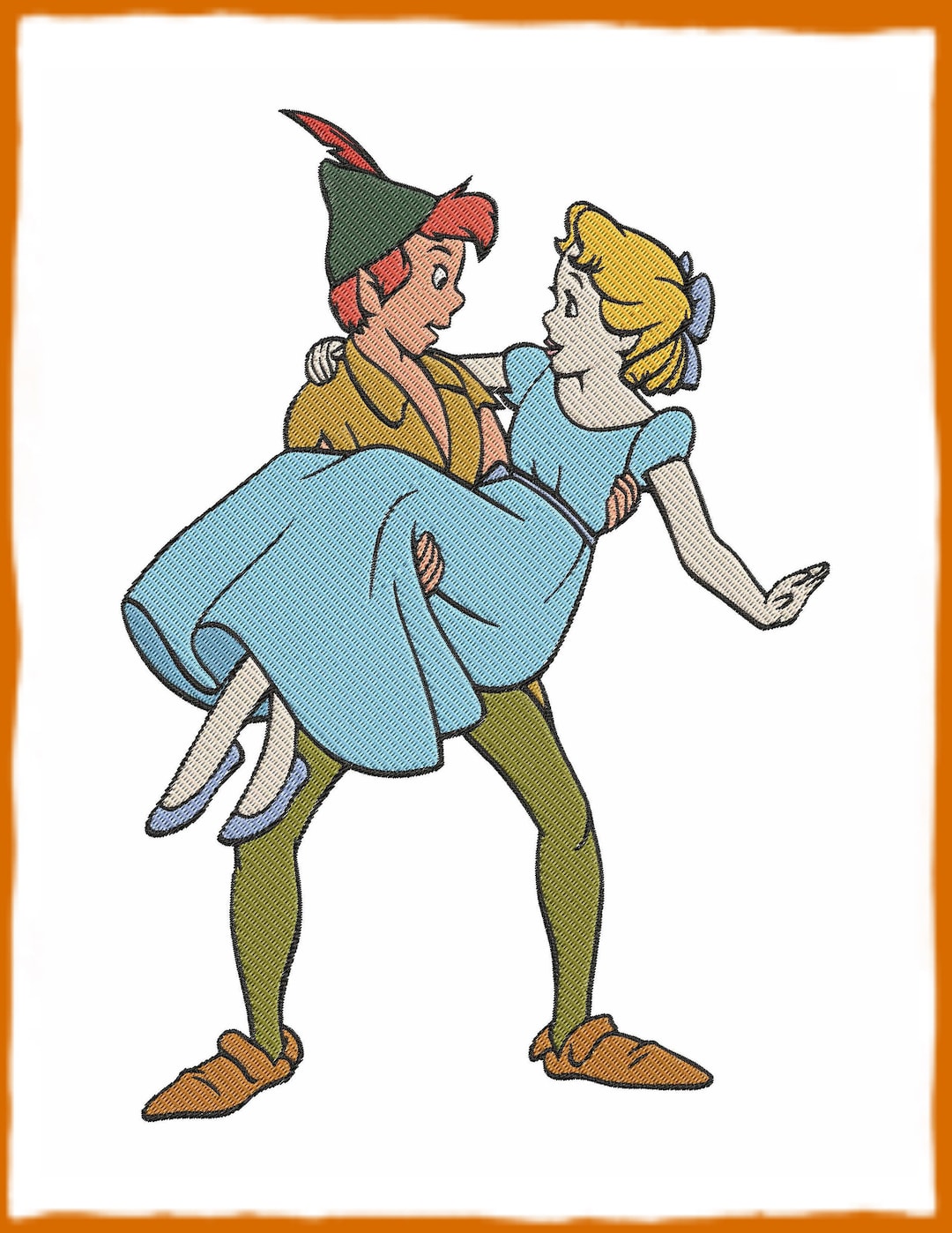Wendy Darling With Peter Pan Filled Embroidery Design 6 - Instant ...