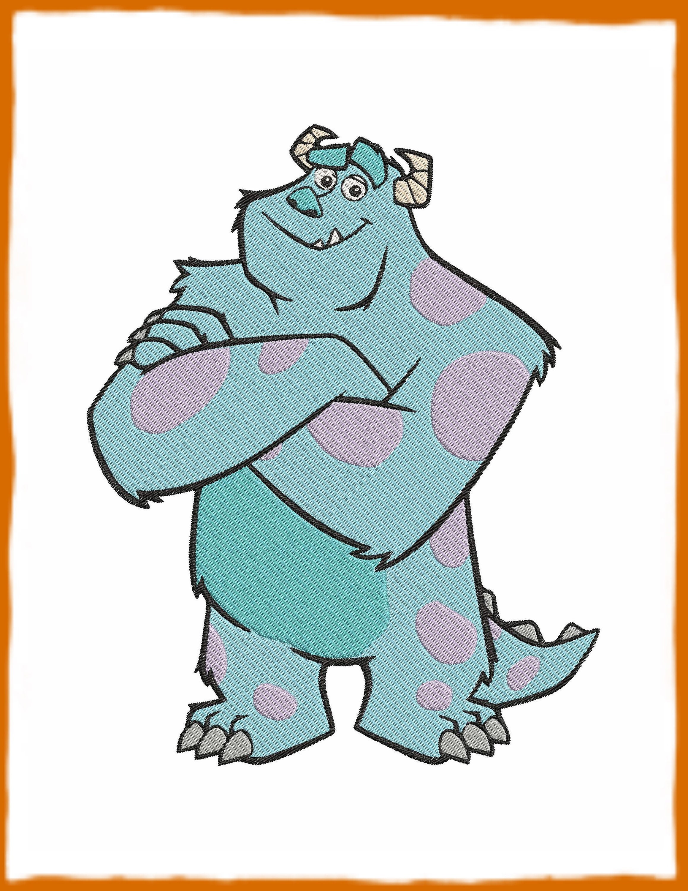 James P Sullivan Monsters Inc Filled Embroidery Design 10 Instant ...