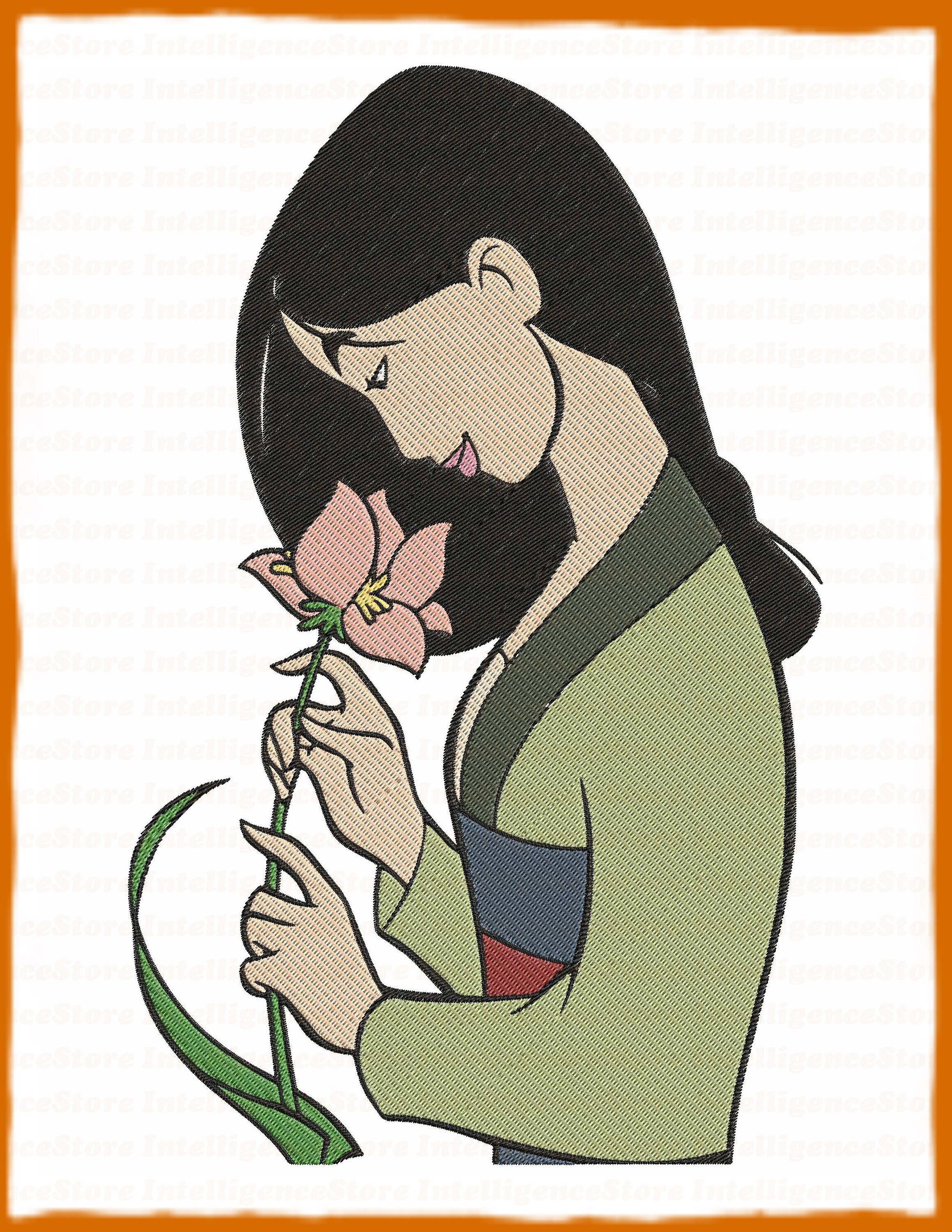 Flower Fa Mulan Filled Embroidery Design Instant Download | Etsy