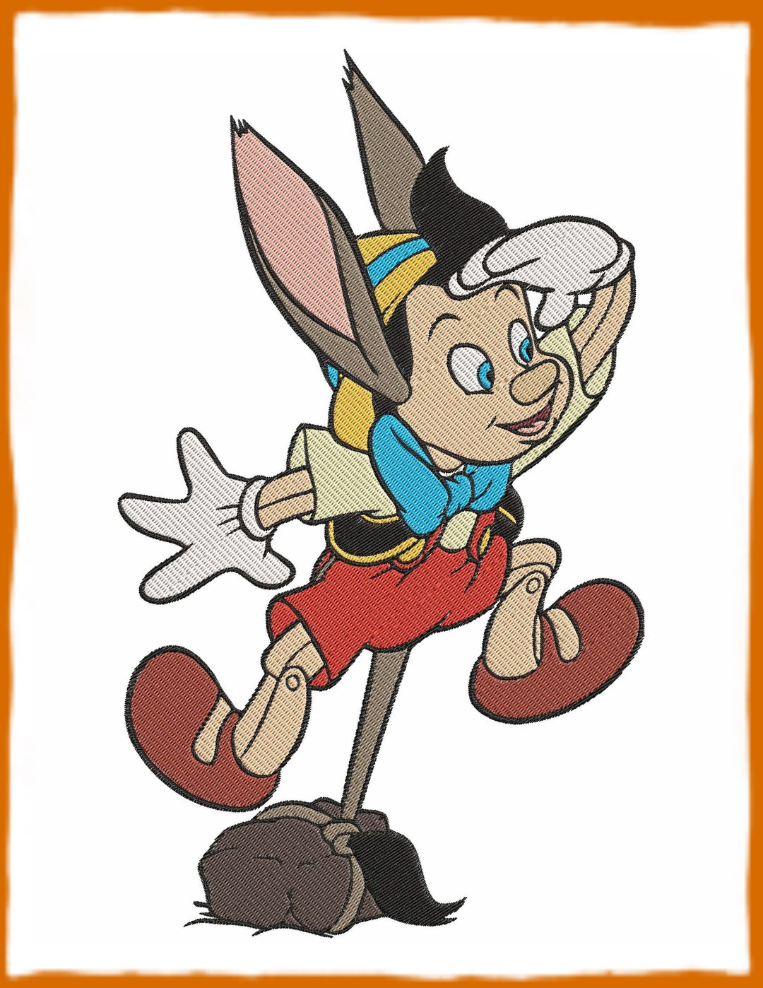 Donkey Pinocchio Filled Embroidery Design 3 - Instant Download - Etsy