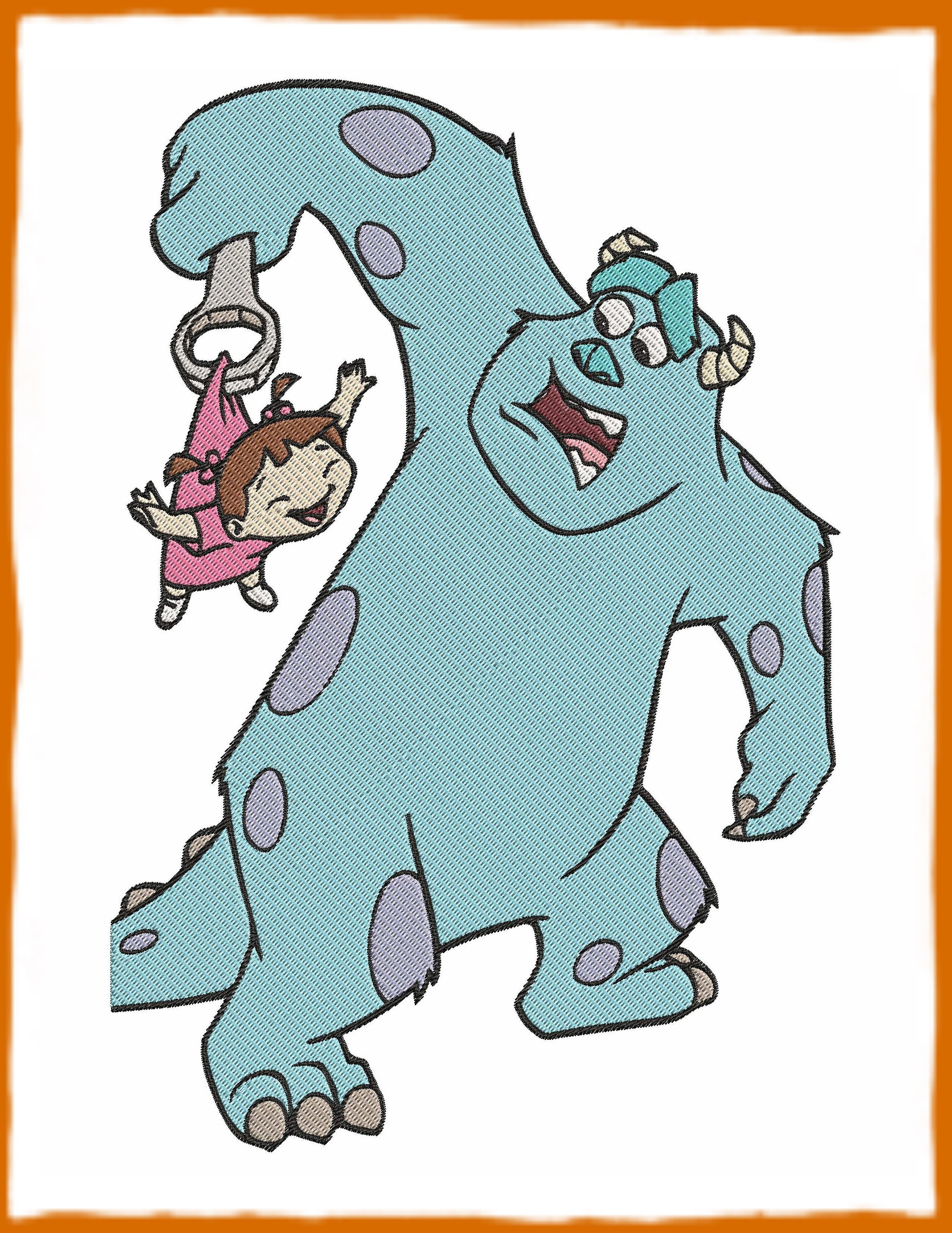 Boo mit James P Sullivan Monsters Inc gefüllt Stickerei Design 7 ...