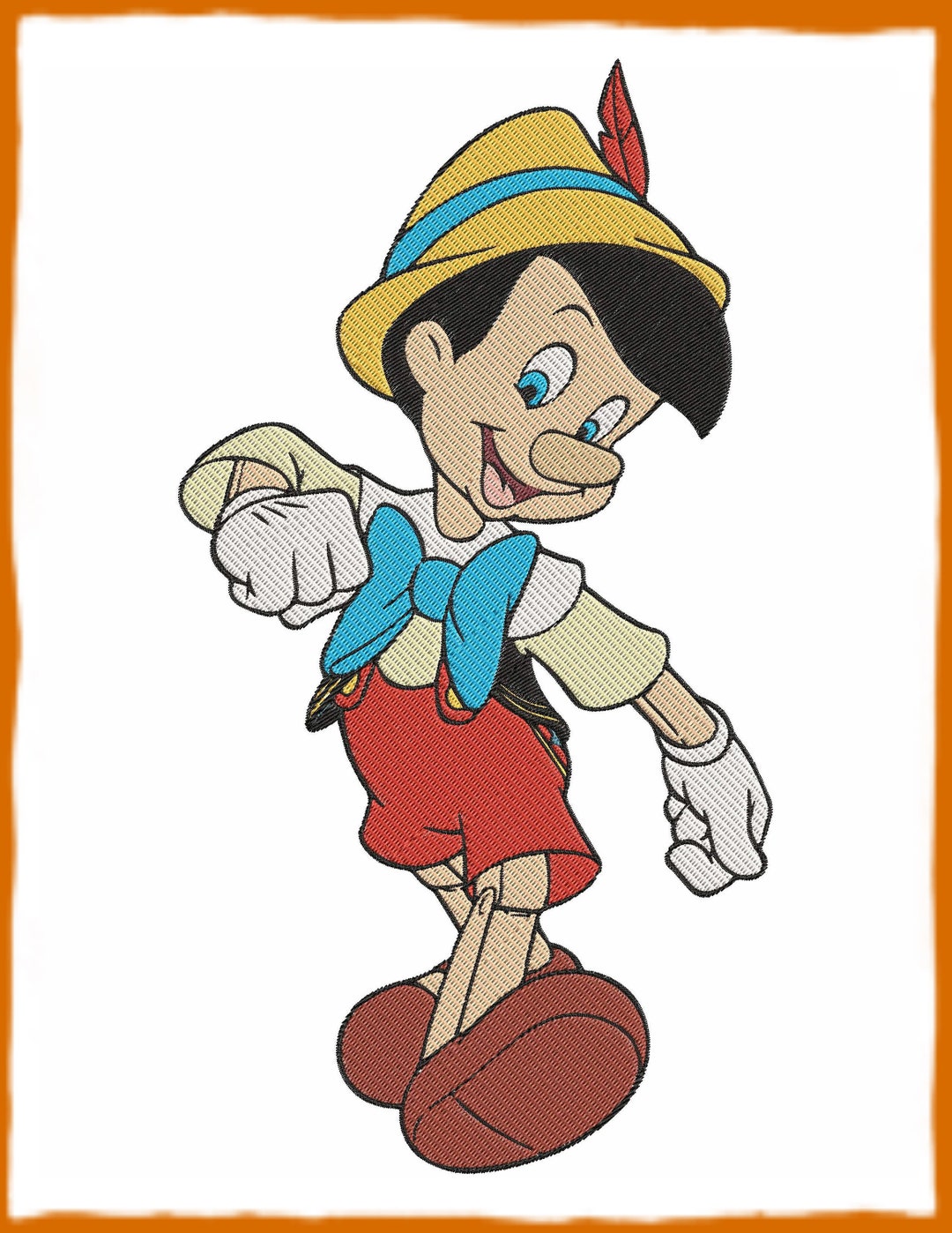 Pinocchio Filled Embroidery Design 5 - Instant Download - Etsy