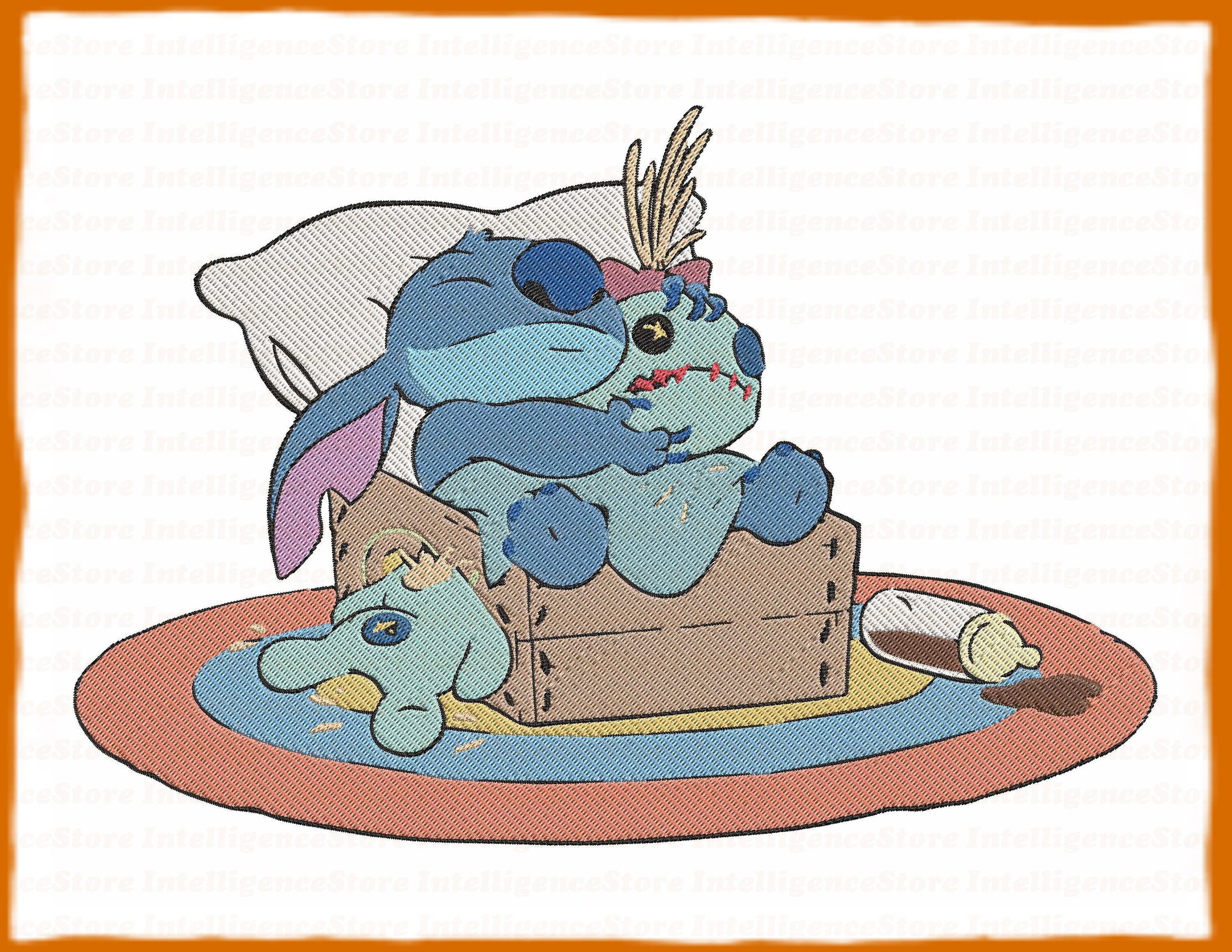 Sleeping Lilo and Stitch Filled Embroidery Design Instant - Etsy