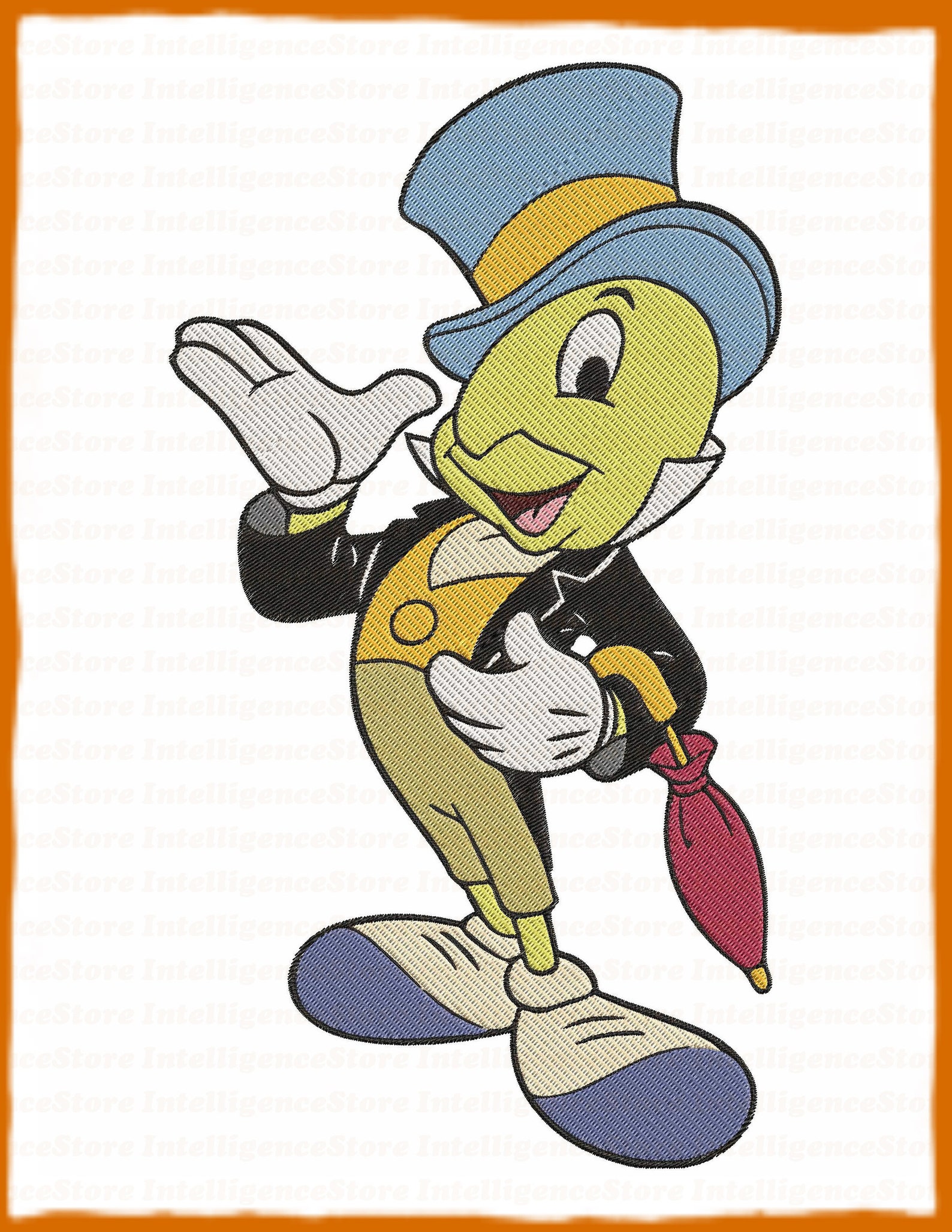 Jiminy Cricket Pinocchio Filled Embroidery Design 20 Instant - Etsy