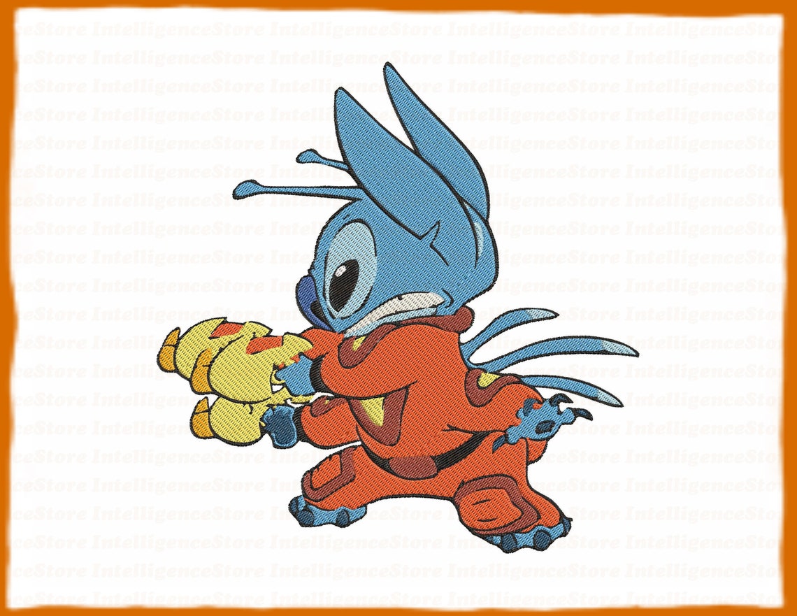 Gun Lilo And Stitch Filled Embroidery Design 6 Instant | Etsy