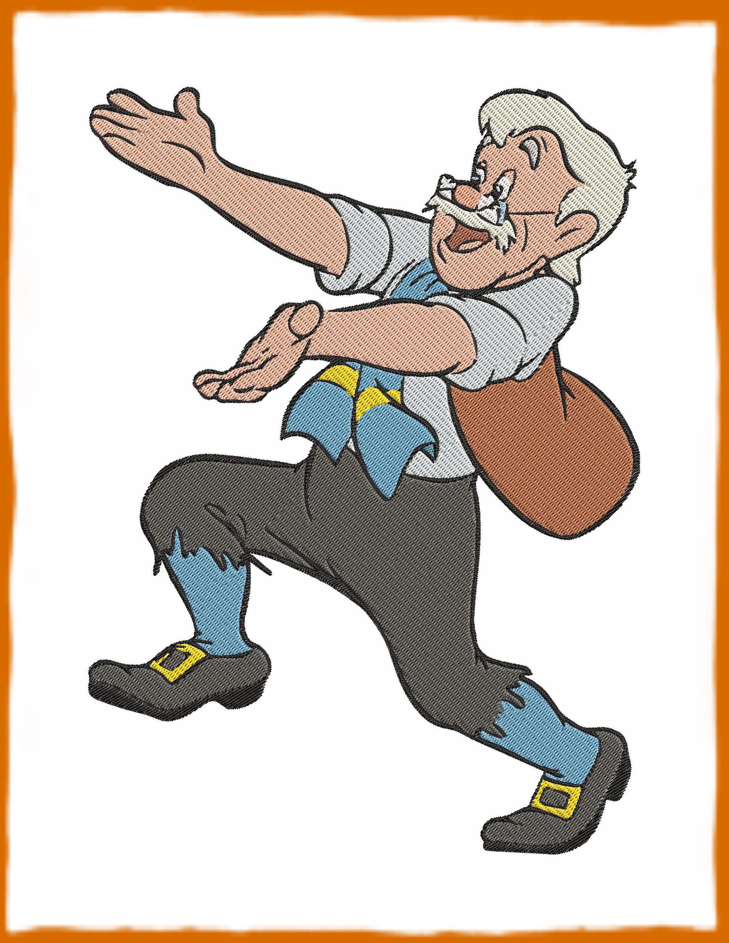 Geppetto Pinocchio Filled Embroidery Design 2 Instant - Etsy UK