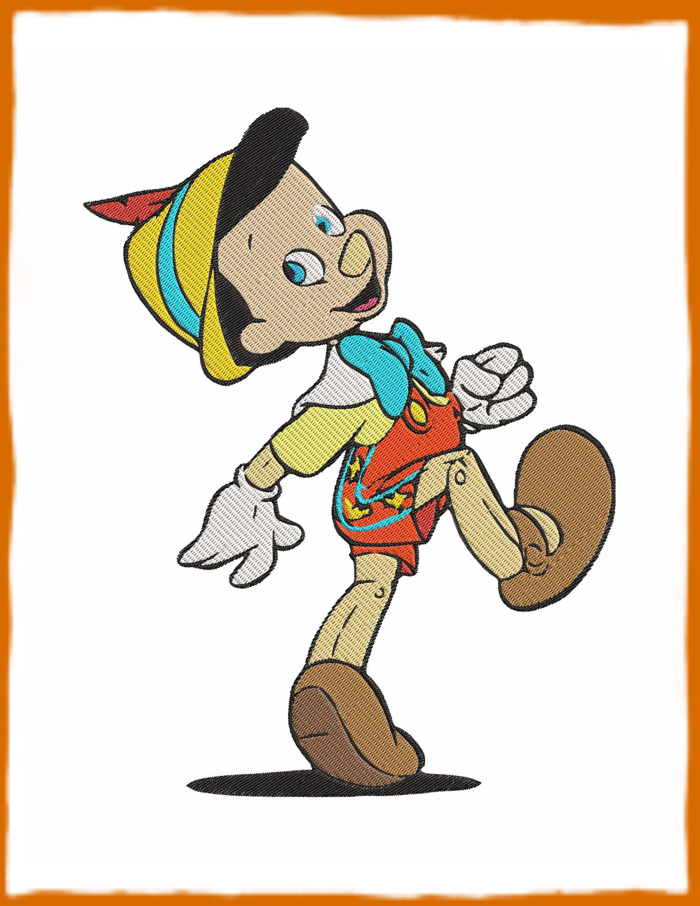 Happy Pinocchio Filled Embroidery Design 2 Instant Download - Etsy UK
