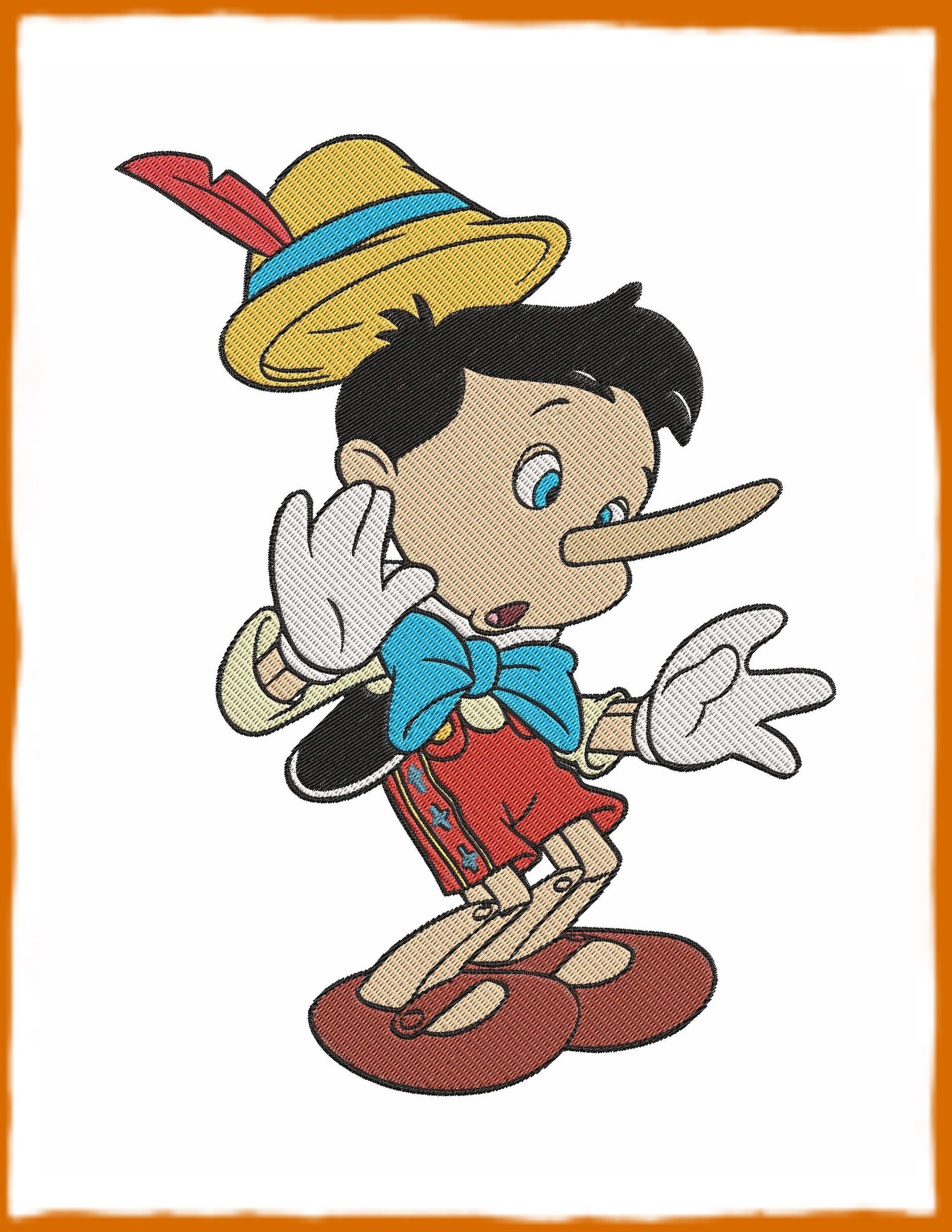 Surprised Pinocchio Filled Embroidery Design Instant Download - Etsy