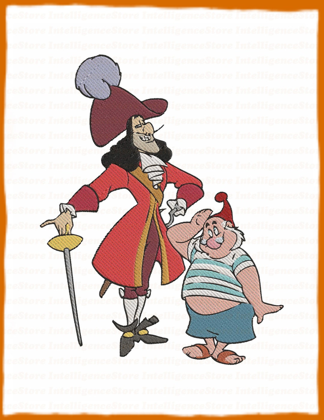 Mr Smee With Captain Hook Peter Pan Filled Embroidery Design 6 ...