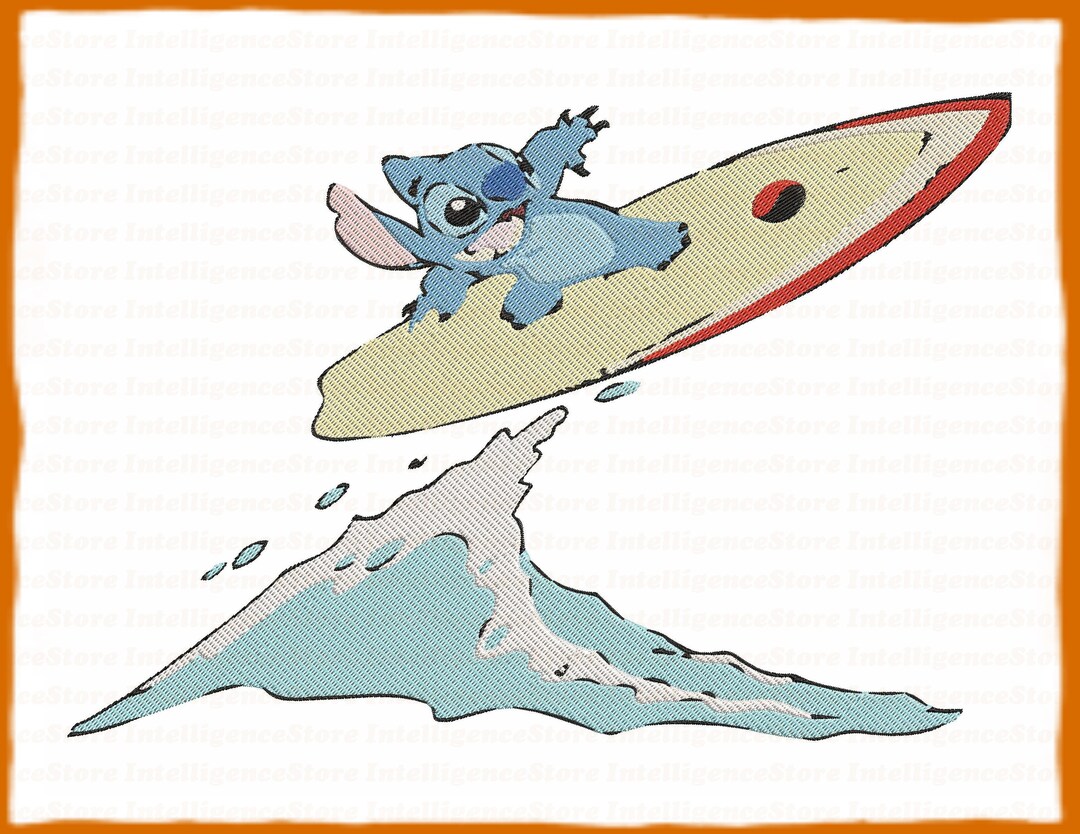 Surfing Lilo and Stitch Filled Embroidery Design 3 - Instant Download ...