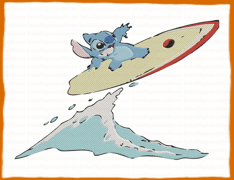 Surfing Lilo and Stitch Filled Embroidery Design 3 Instant Download - Etsy