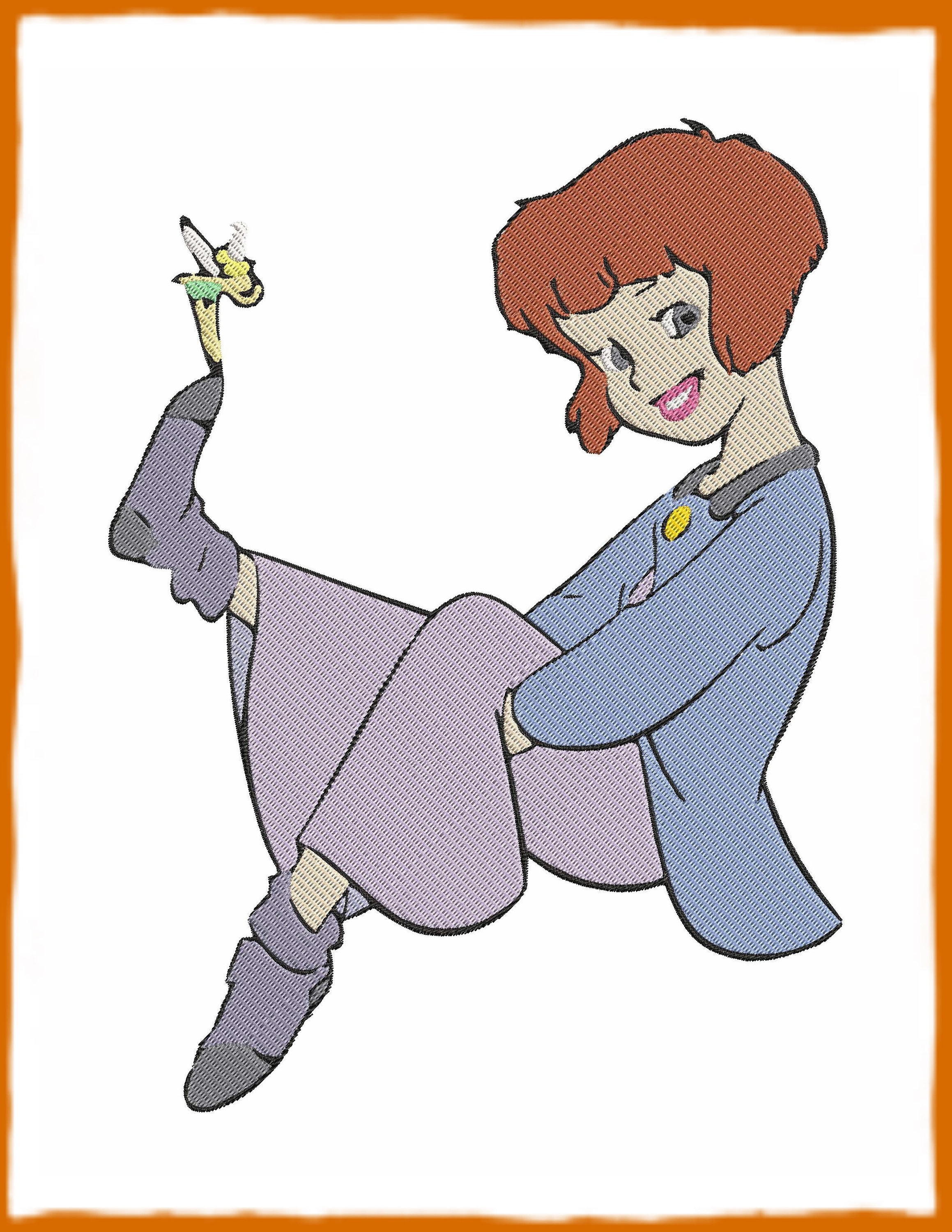 Tinker Bell And Jane Peter Pan Filled Embroidery Design 2 | Etsy