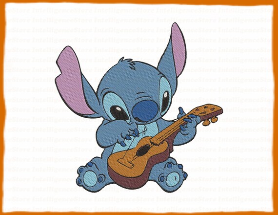 Guitar Lilo and Stitch Filled Embroidery Design 1 Instant | Etsy