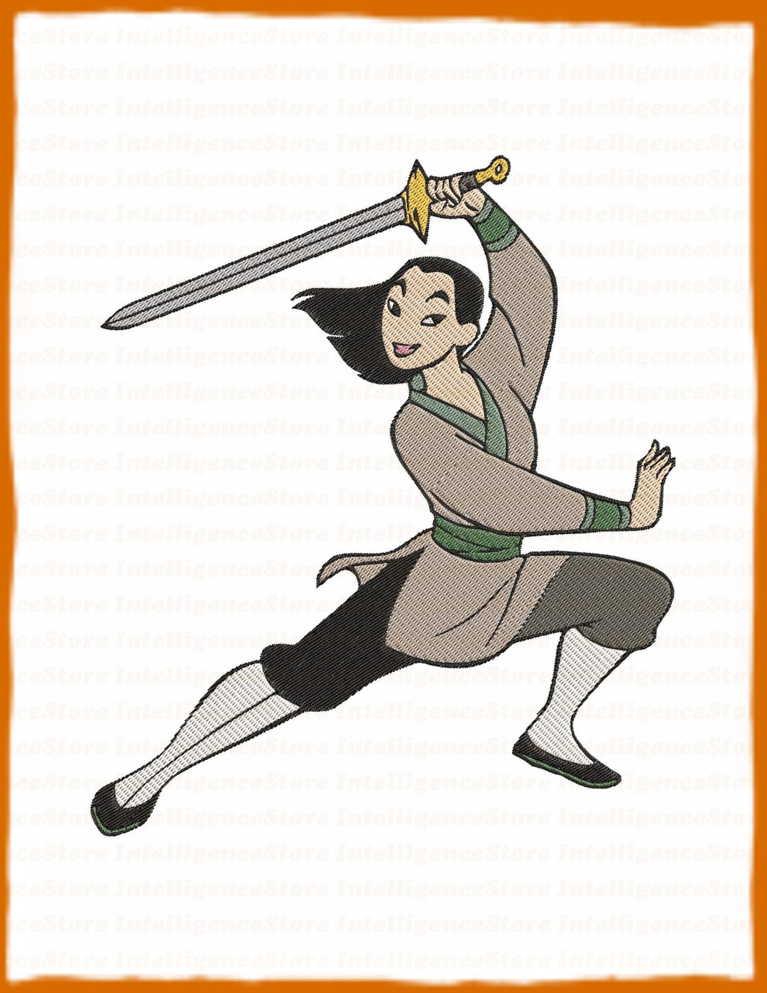 Sword Fa Mulan Filled Embroidery Design 2 - Instant Download - Etsy