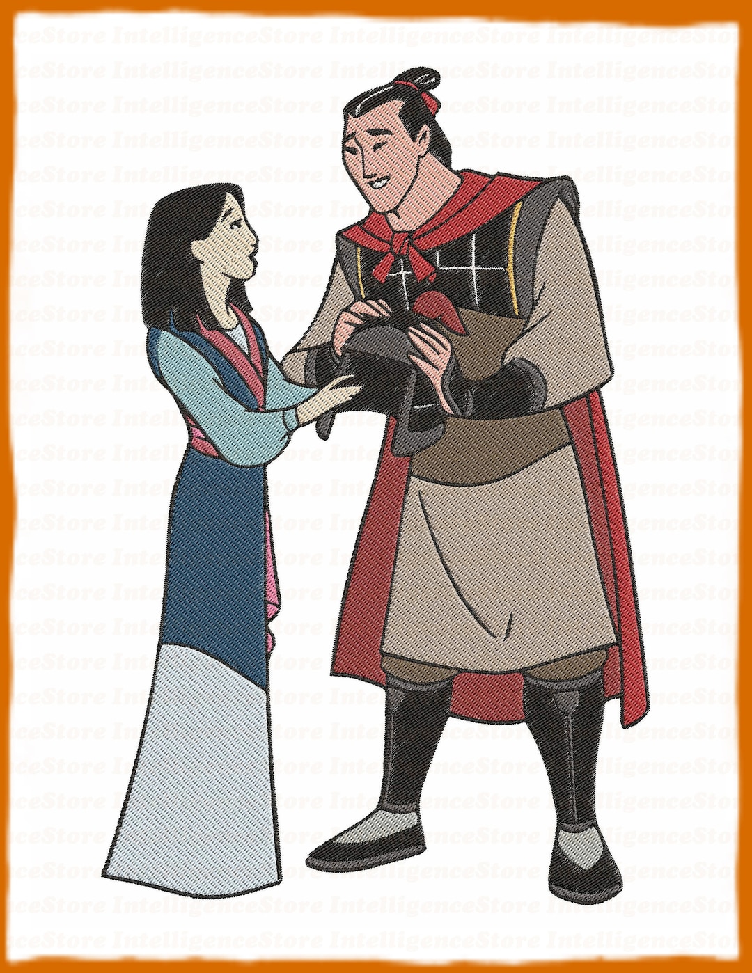 Fa Mulan With Li Shang Filled Embroidery Design 2 - Instant Download - Etsy
