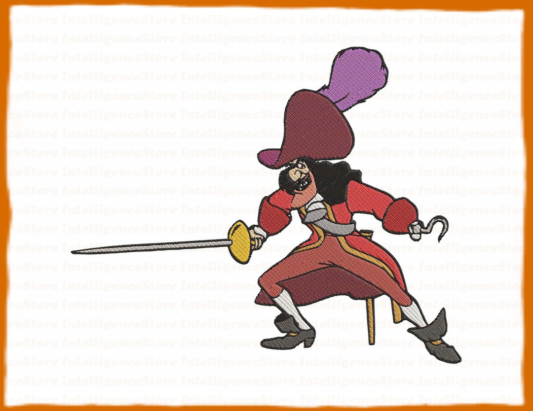 Captain Hook Peter Pan Filled Embroidery Design 5 - Instant Download - Etsy