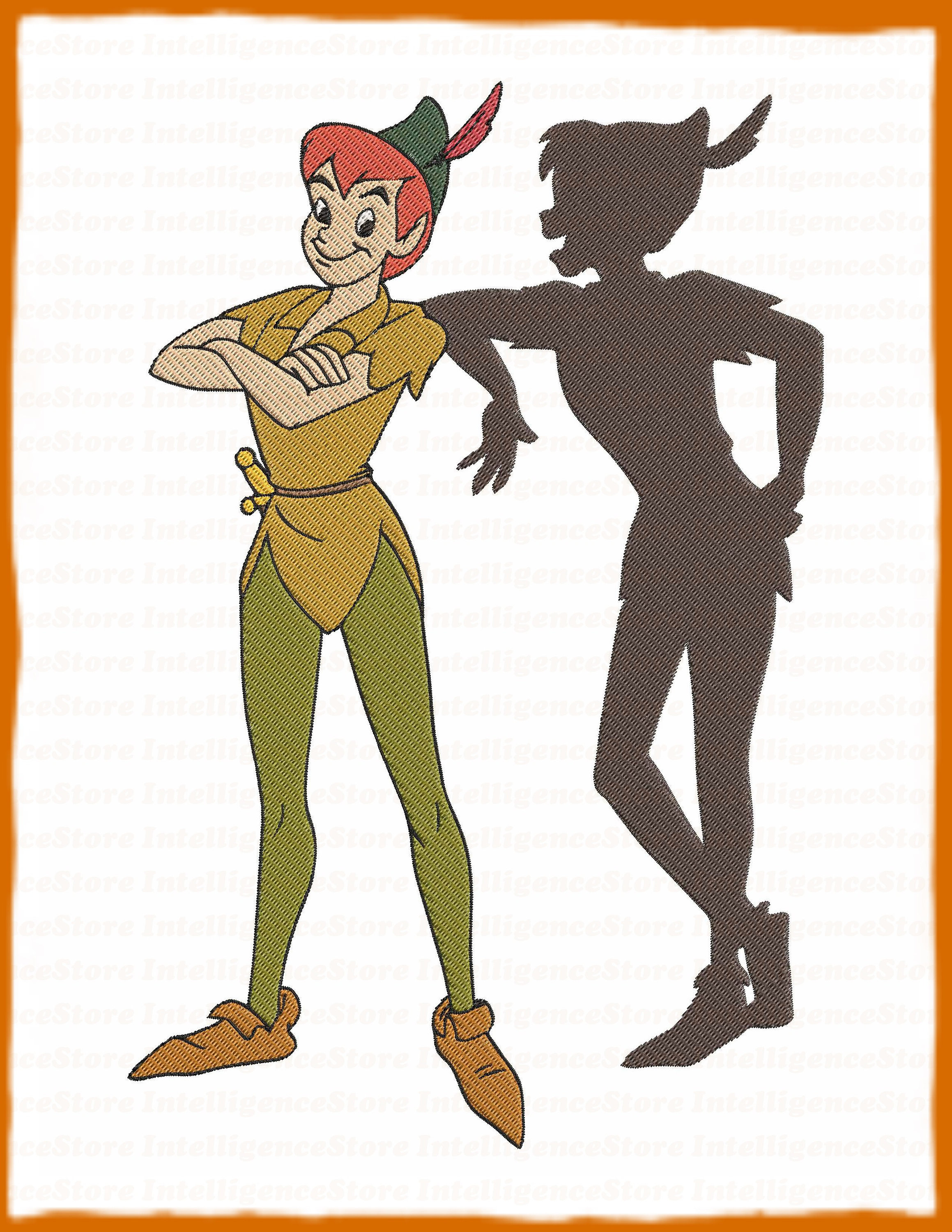 Peter Pan Shadow Filled Embroidery Design Instant Download - Etsy