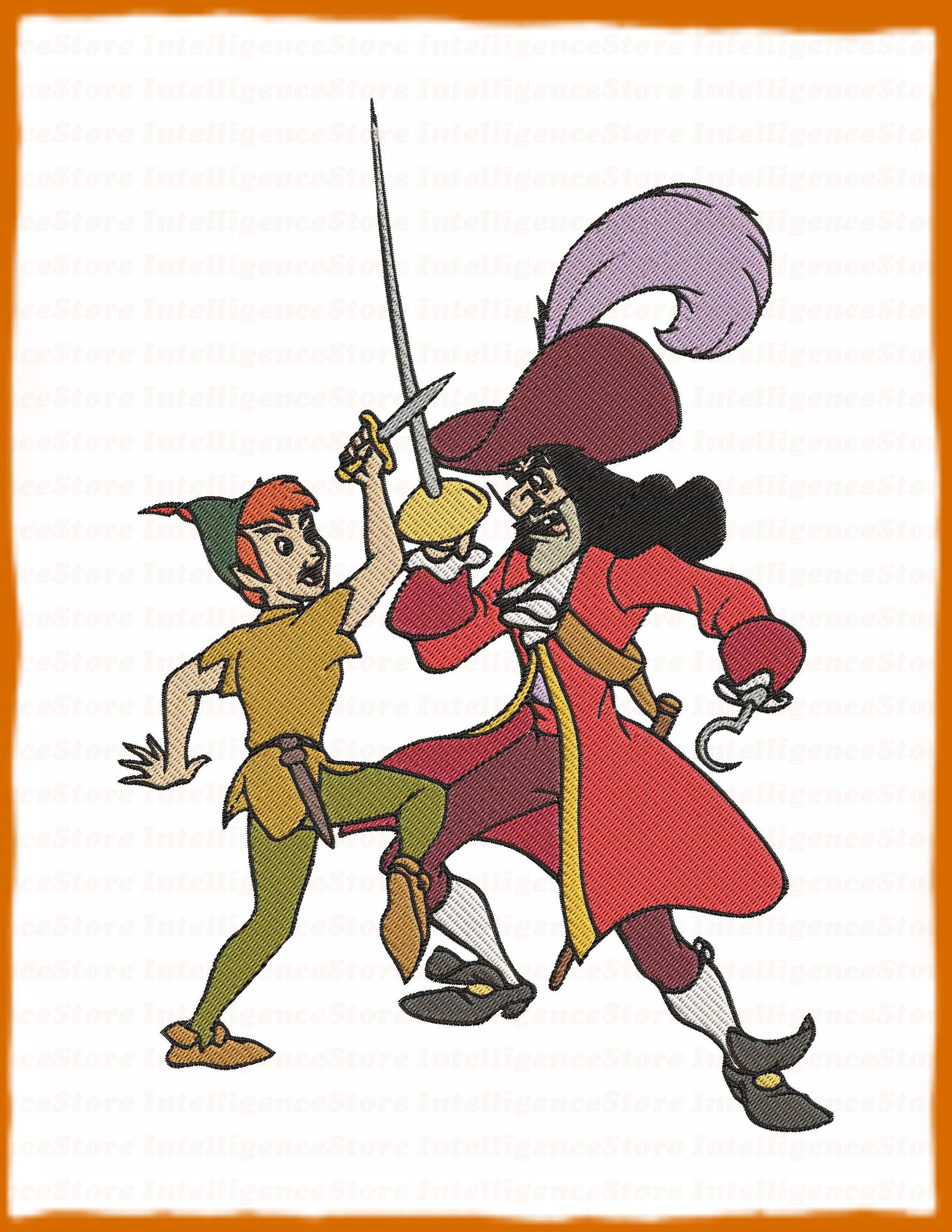 Captain Hook With Peter Pan Filled Embroidery Design 3 - Instant ...