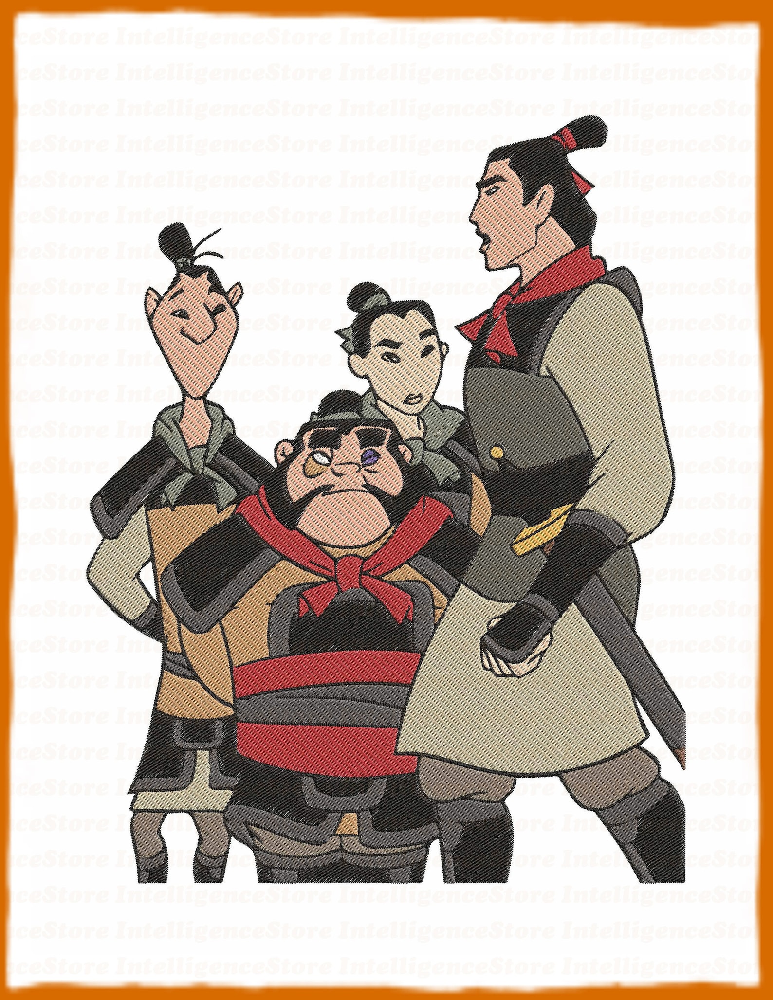 Yao And Ling And Chien Po Mulan Filled Embroidery Design 1 | Etsy