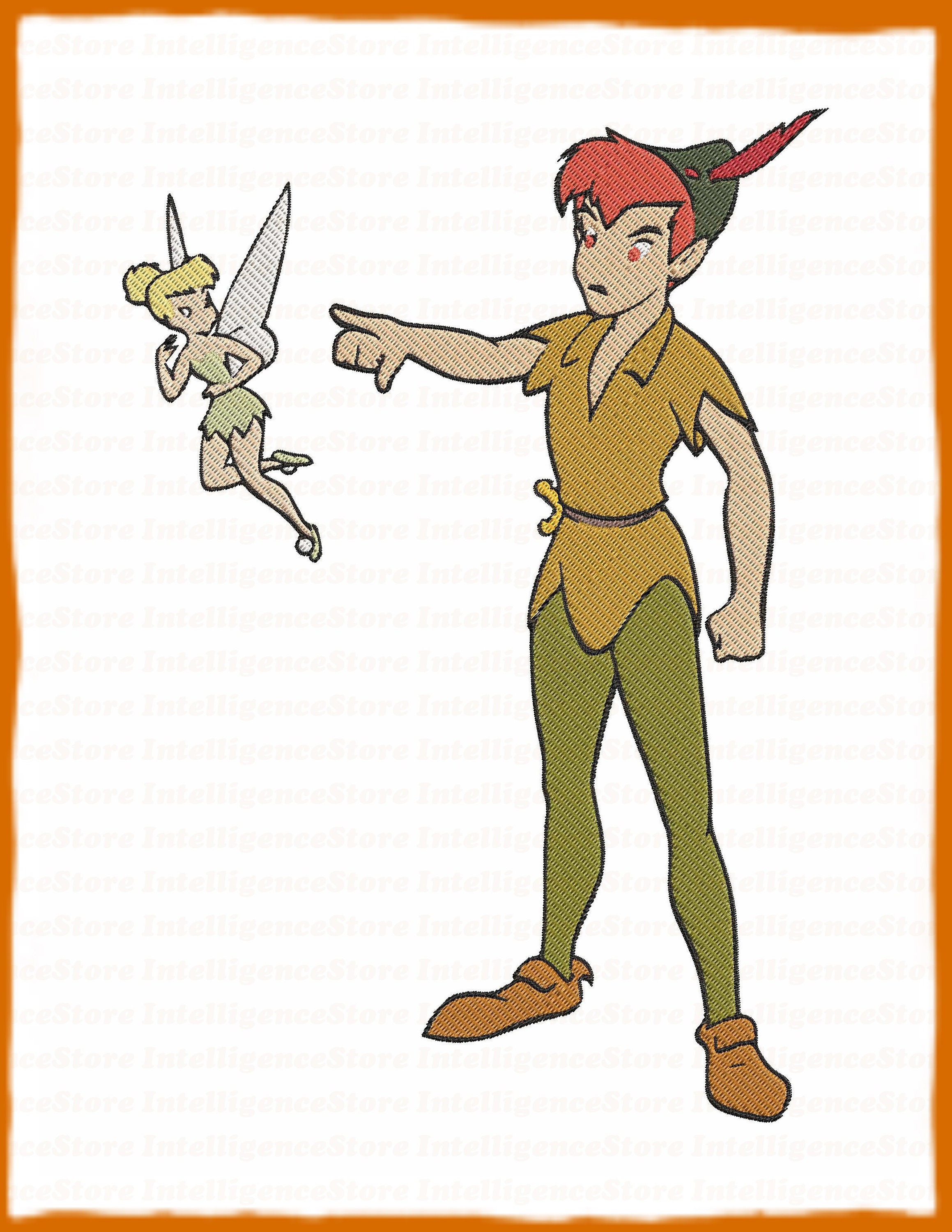 Tinker Bell With Peter Pan Filled Embroidery Design 6 Instant Download ...