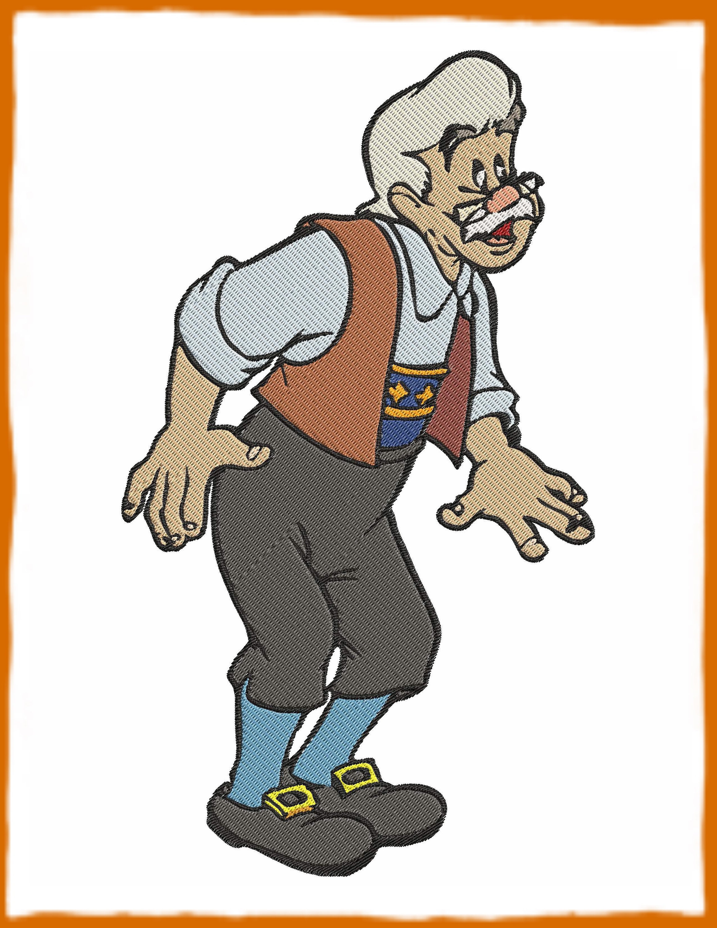 Geppetto Pinocchio Filled Embroidery Design 3 Instant Download - Etsy