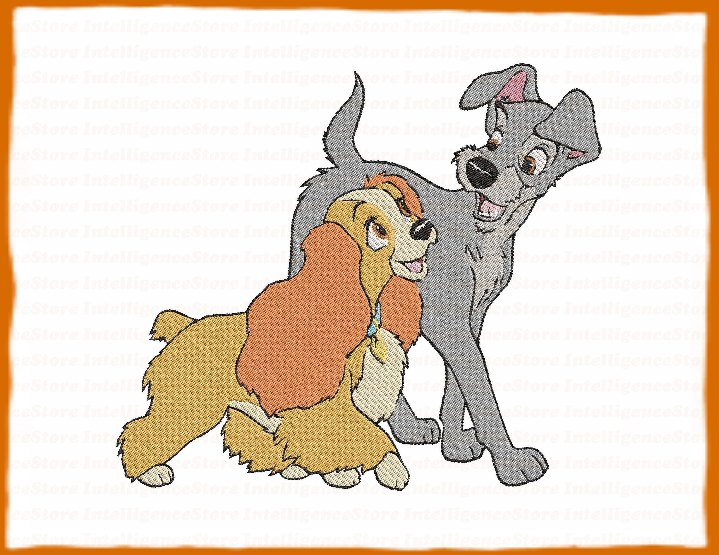 Lady and the Tramp Filled Embroidery Design 43 Instant Download - Etsy