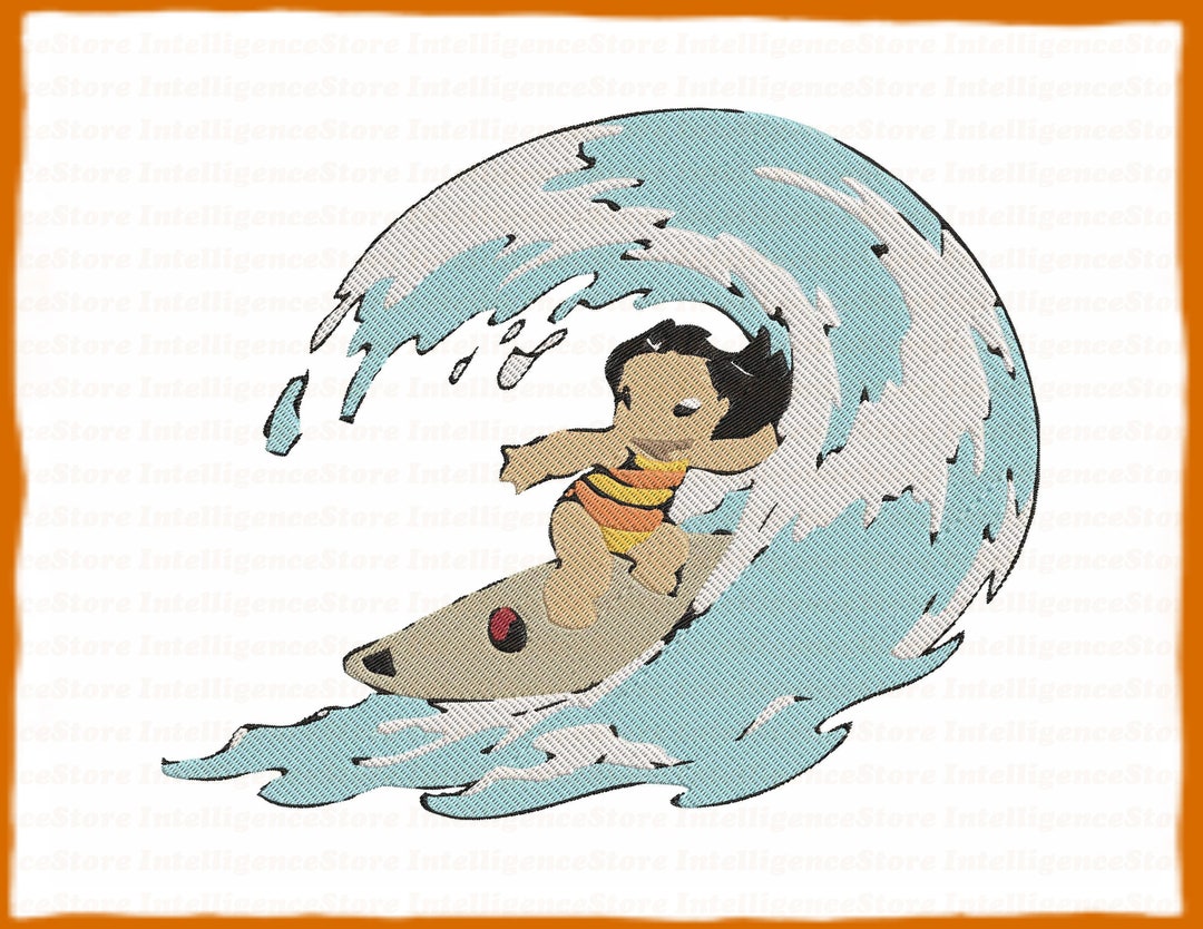 Surfing Lilo and Stitch Filled Embroidery Design 2 - Instant Download ...