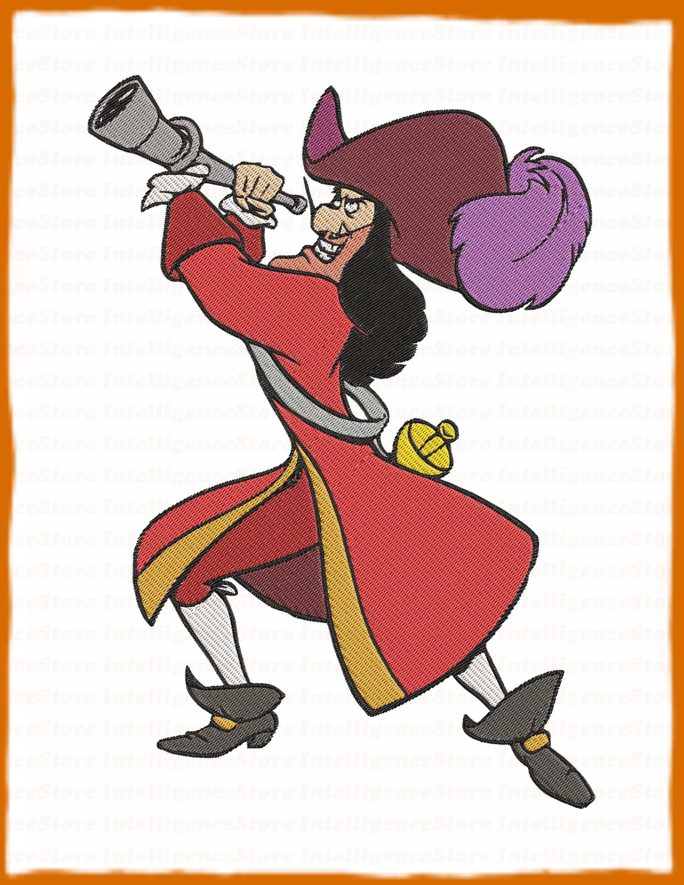 Captain Hook Peter Pan Filled Embroidery Design 7 Instant Download - Etsy