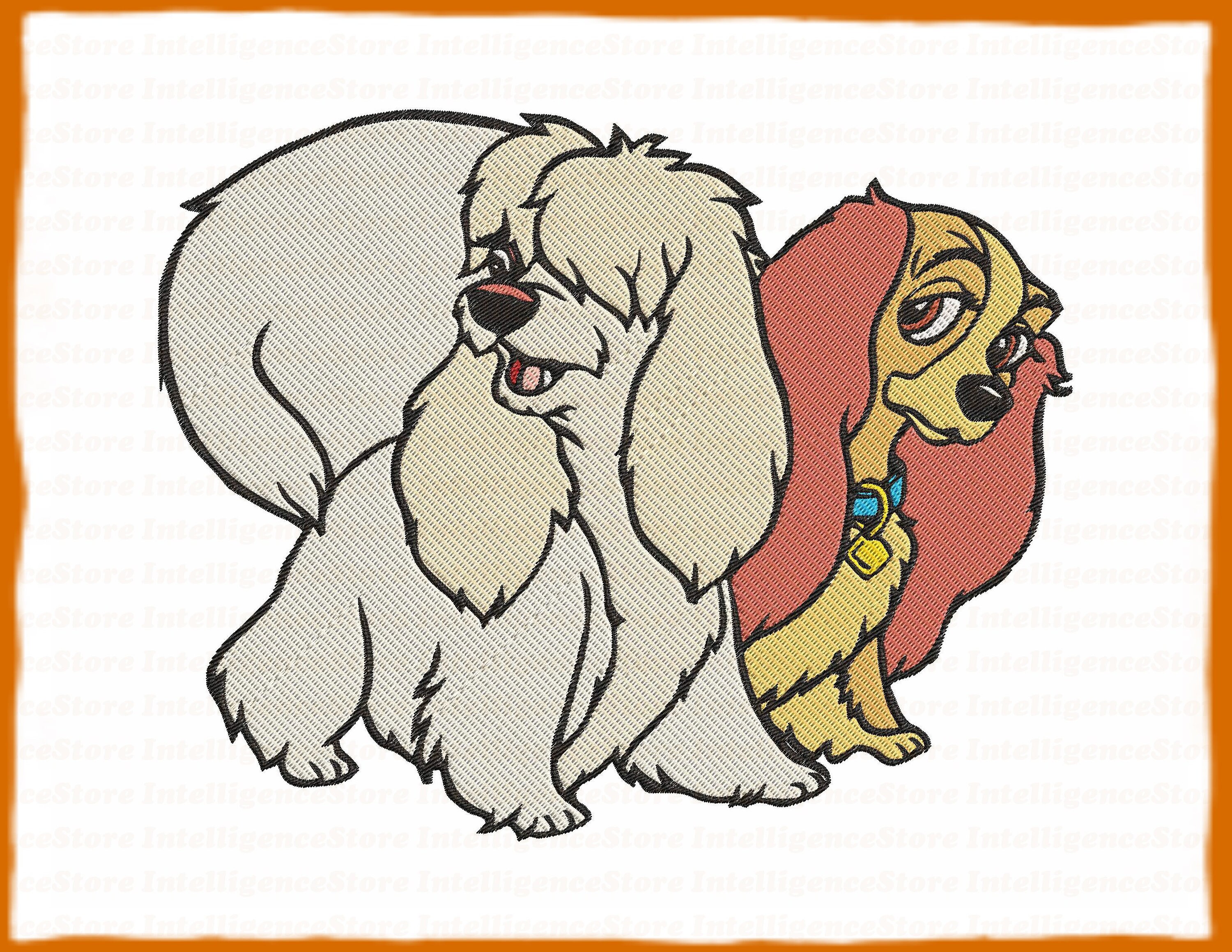 Lady and the Tramp Filled Embroidery Design 72 - Instant Download - Etsy