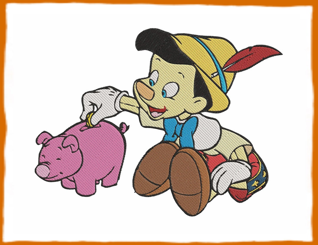 Piggy Pinocchio Filled Embroidery Design - Instant Download - Etsy