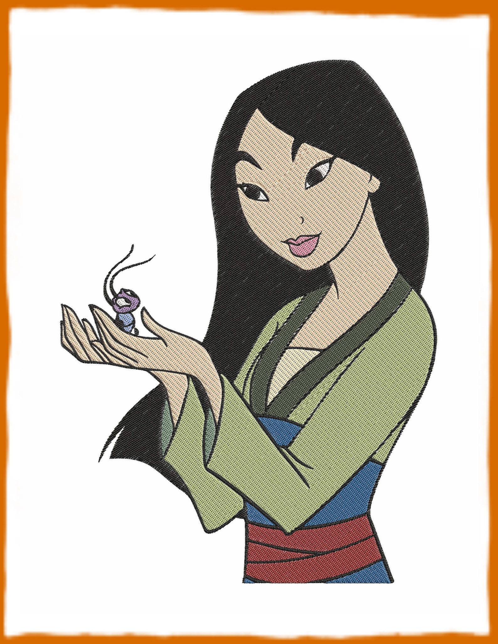 Fa Mulan mit Cri Kee gefüllt Stickerei Design 4 Instant - Etsy.de