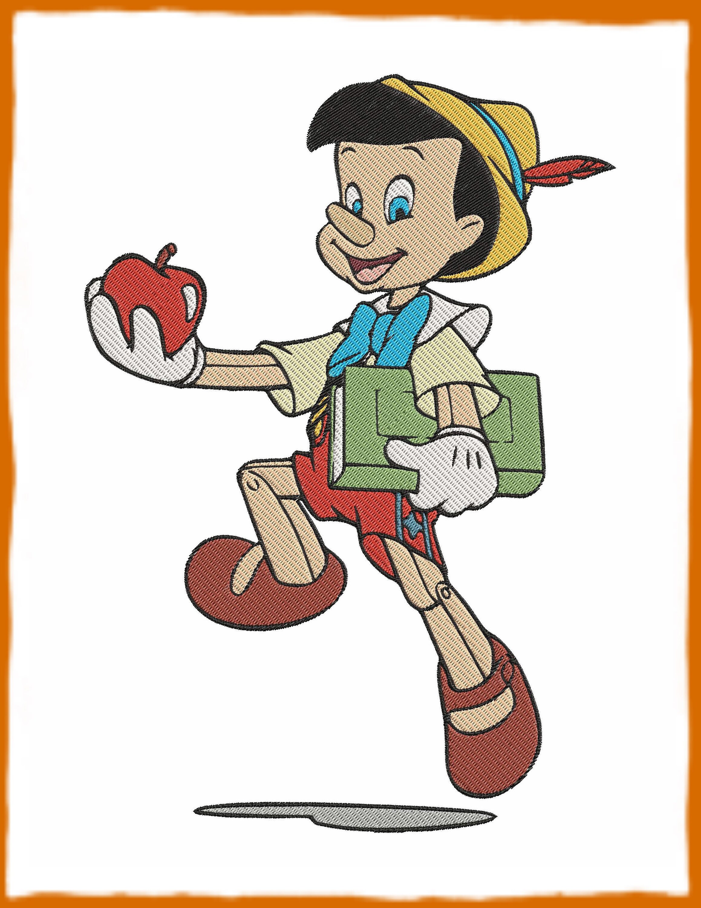 School Pinocchio Filled Embroidery Design 2 Instant Download | Etsy