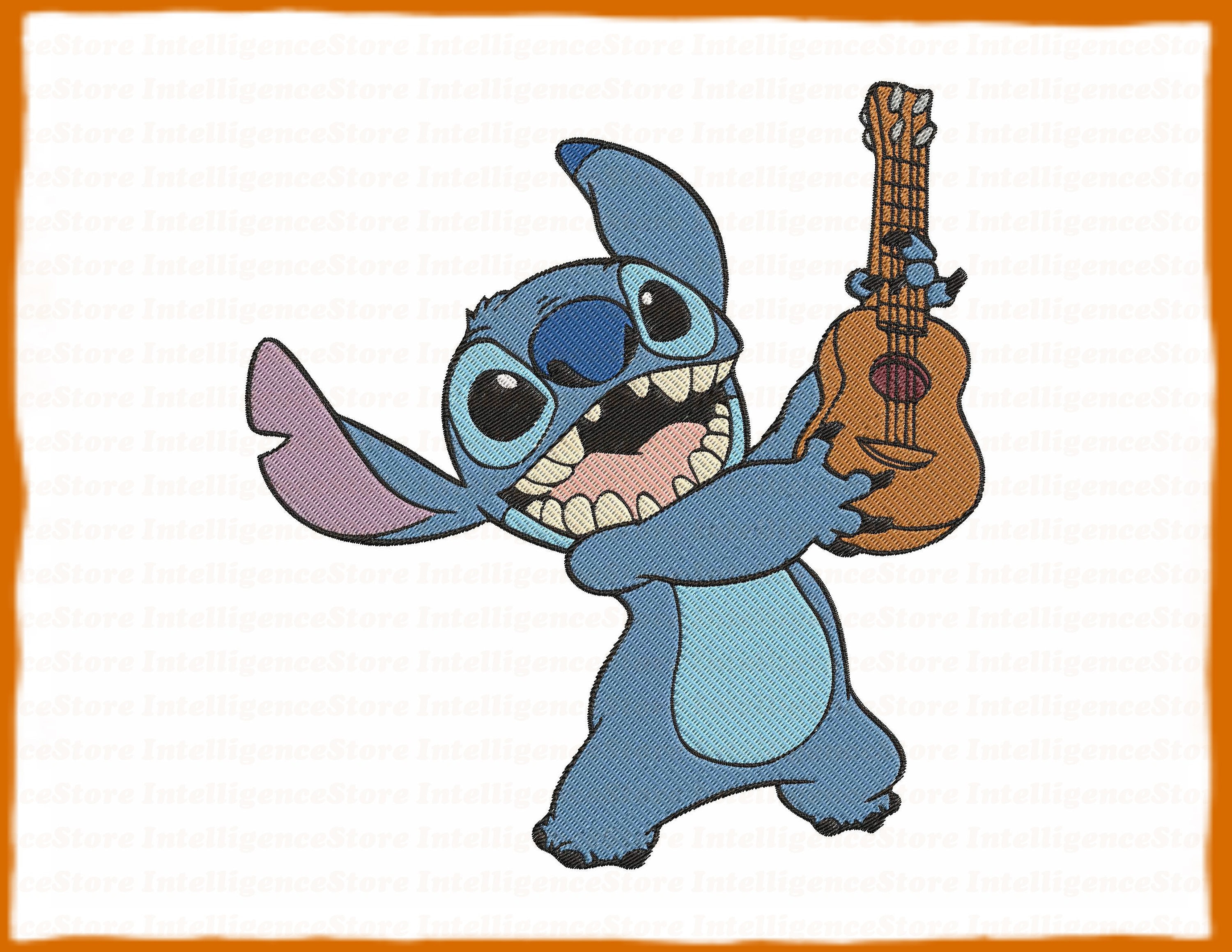 Guitar Lilo and Stitch Filled Embroidery Design 2 - Instant Download - Etsy